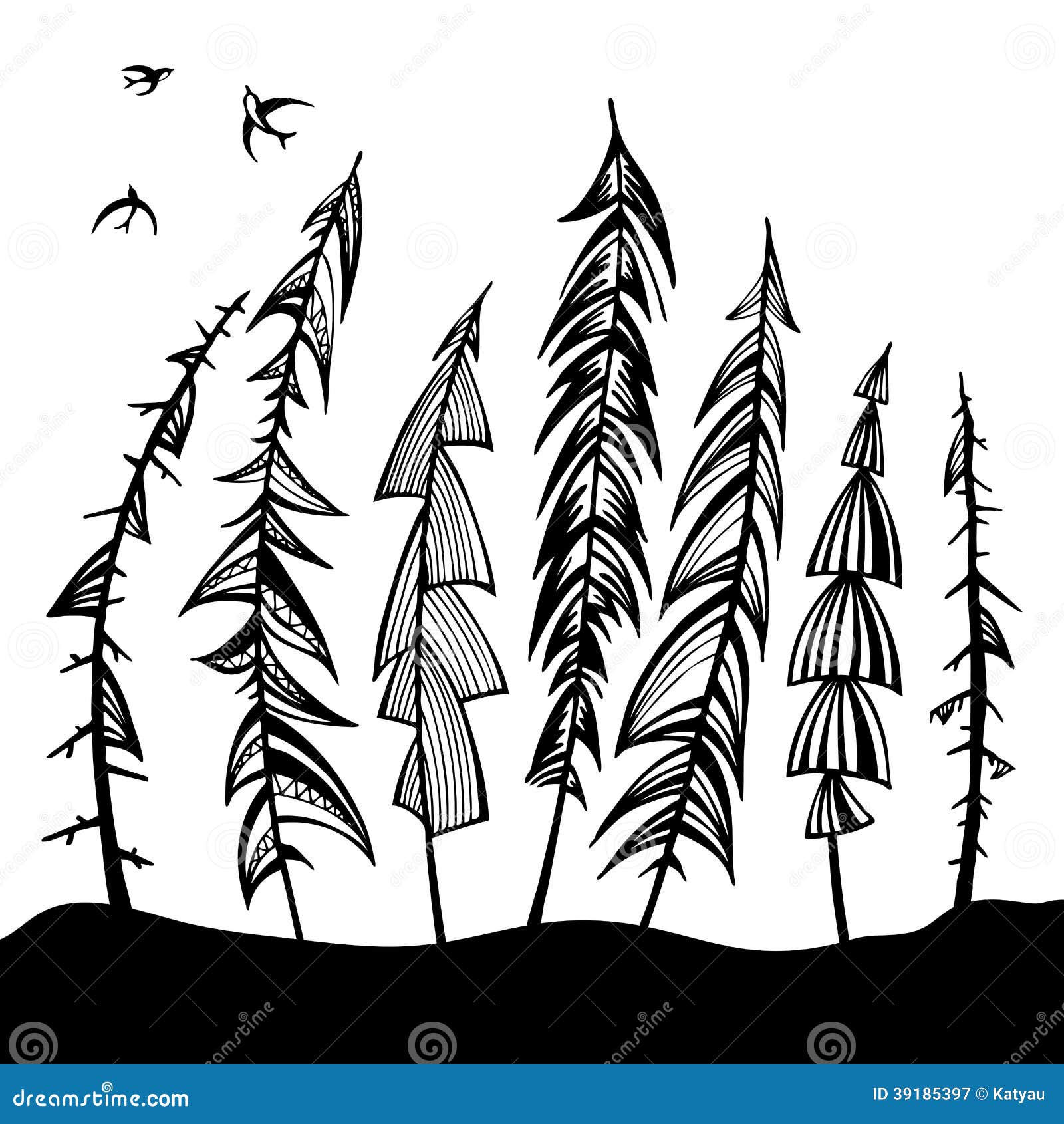 Vintage Forest Background With Tribal Style Frame Cartoon Vector ...