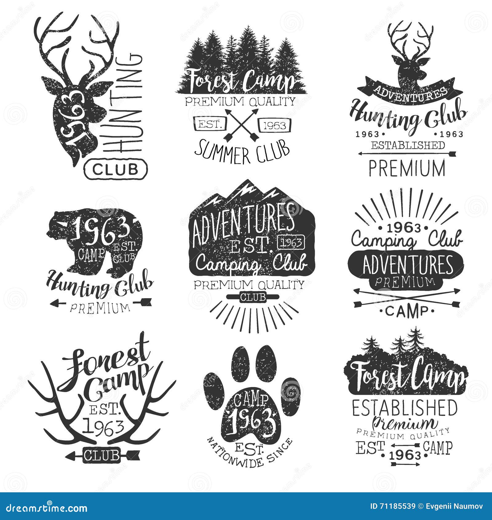 Vintage Forest Stamps Collection Ilustração do Vetor - Ilustração de ...