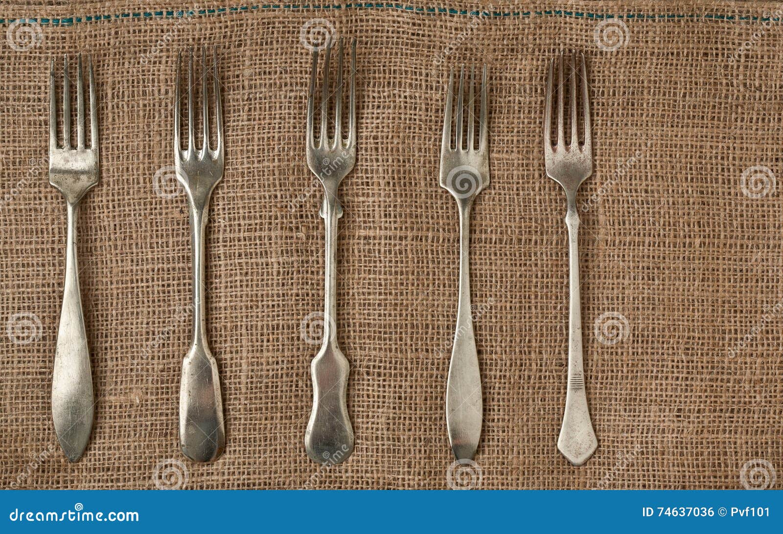 Vintage Fork on a Rough Fabric Stock Photo - Image of fashioned, people ...