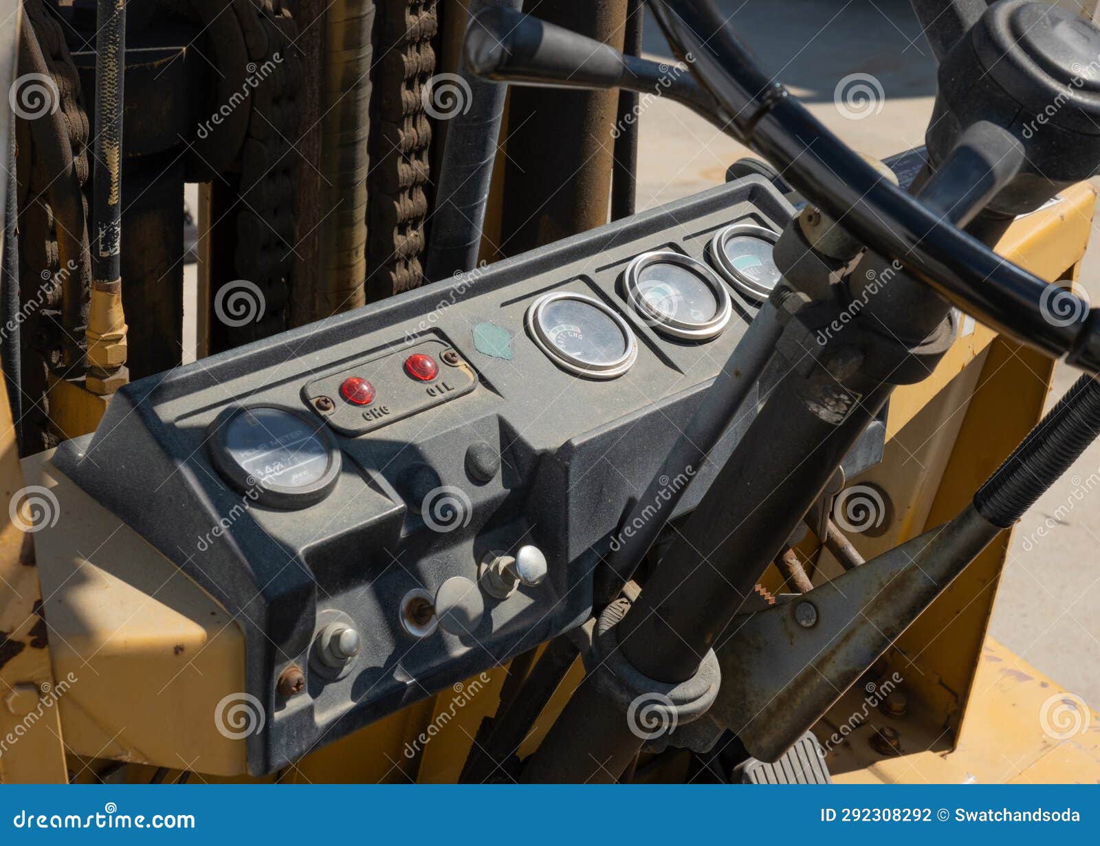 Cabin Forklift Truck With Levers And Steering Royalty-Free Stock Photo ...