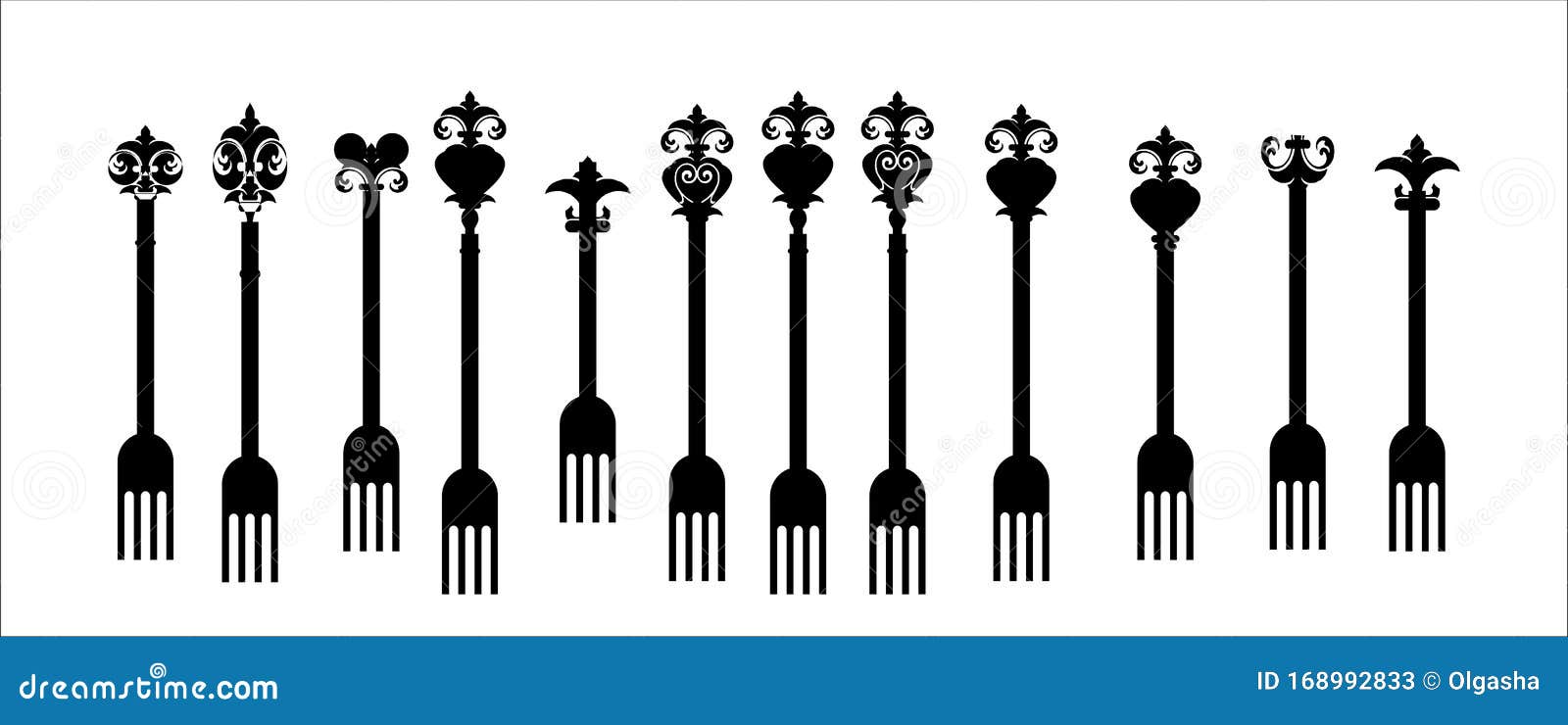 Vintage Forks with Decorative Handles Stock Vector - Illustration of ...