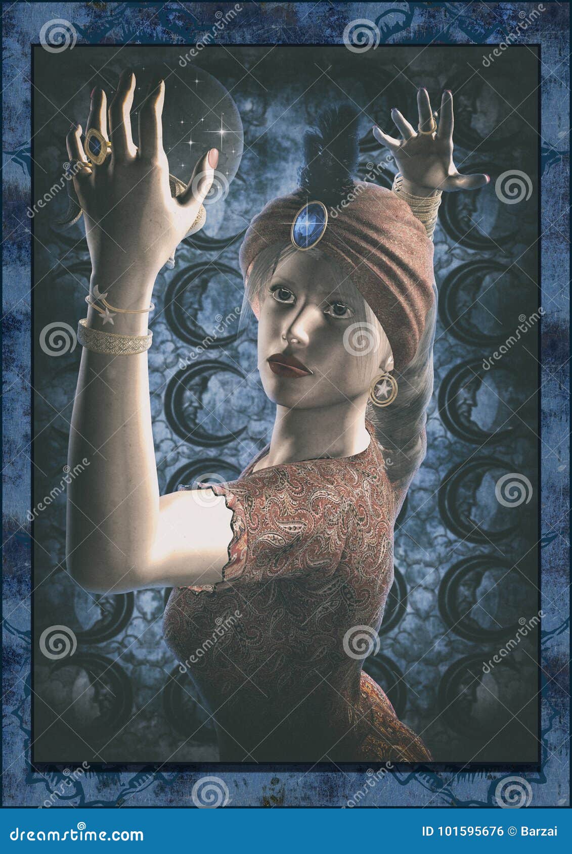 Vintage Fortune Teller stock illustration. Illustration of portrait ...