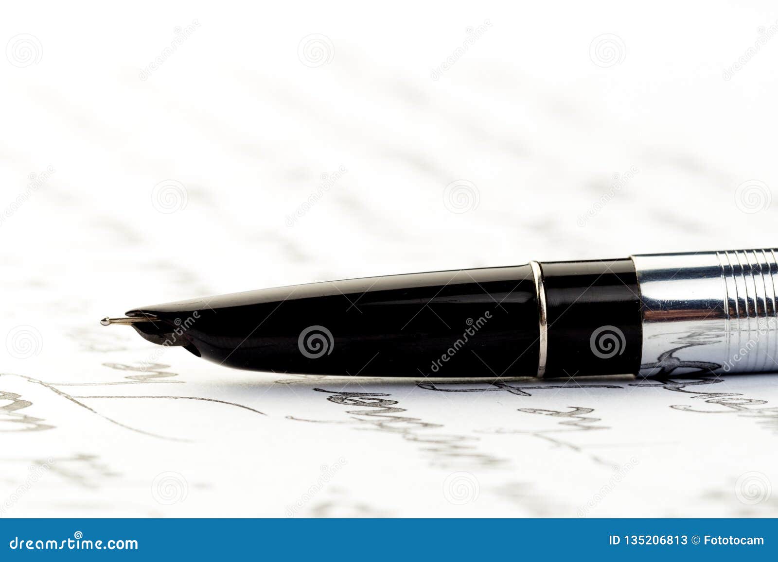 Vintage Fountain Pen on Letter Stock Image - Image of macro, antique ...
