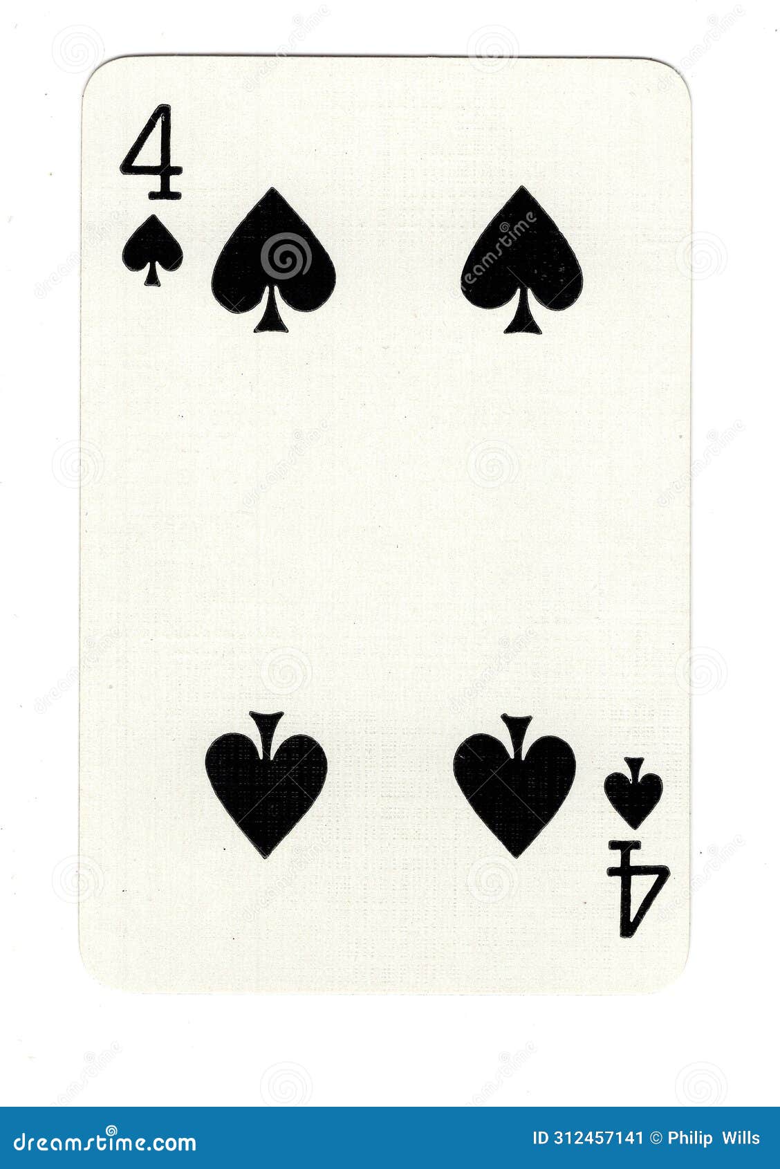 Vintage Four of Spades Playing Card. Stock Illustration - Illustration ...