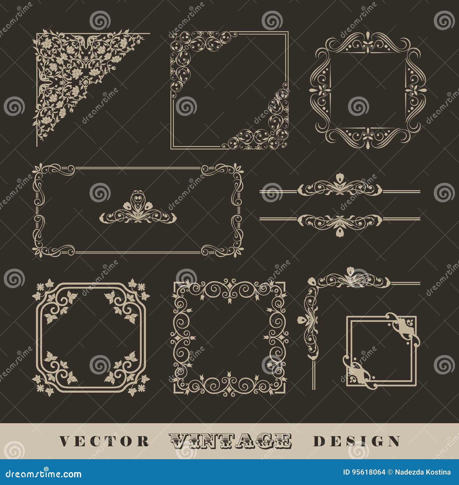 Vintage Frame Border stock vector. Illustration of linear - 95618064