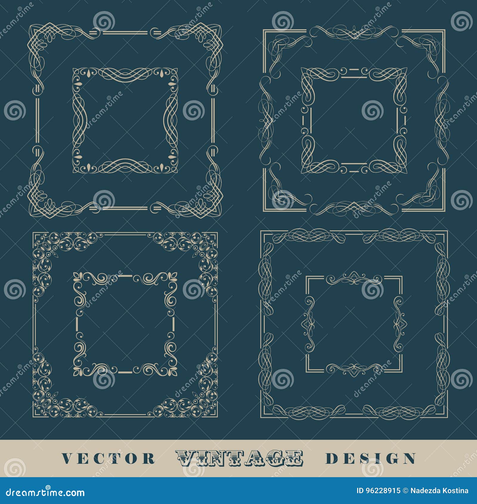 Vintage Frame Border stock vector. Illustration of floral - 96228915