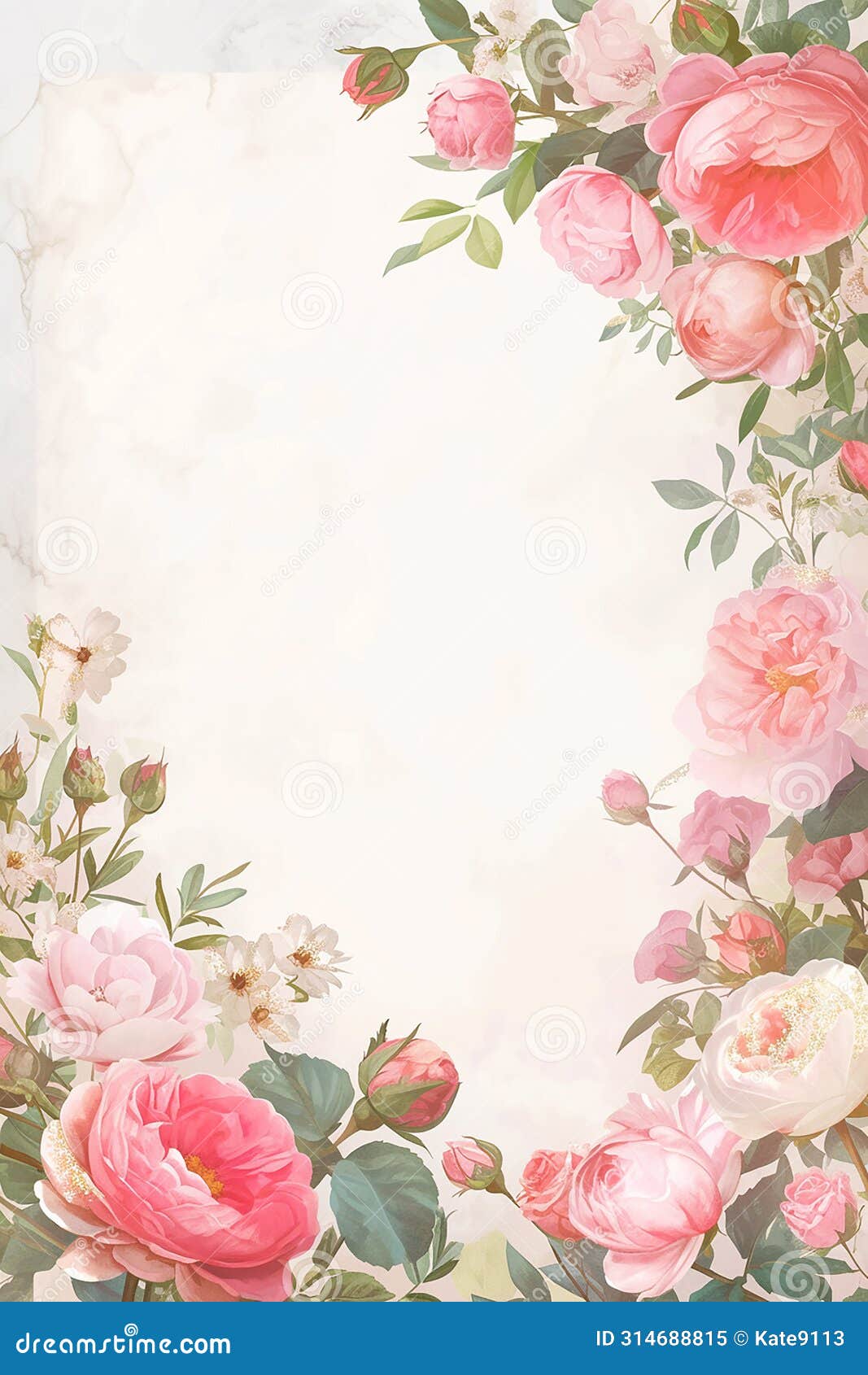Vintage Frame Border with Pink Flowers and a Gold Frame Stock Image ...