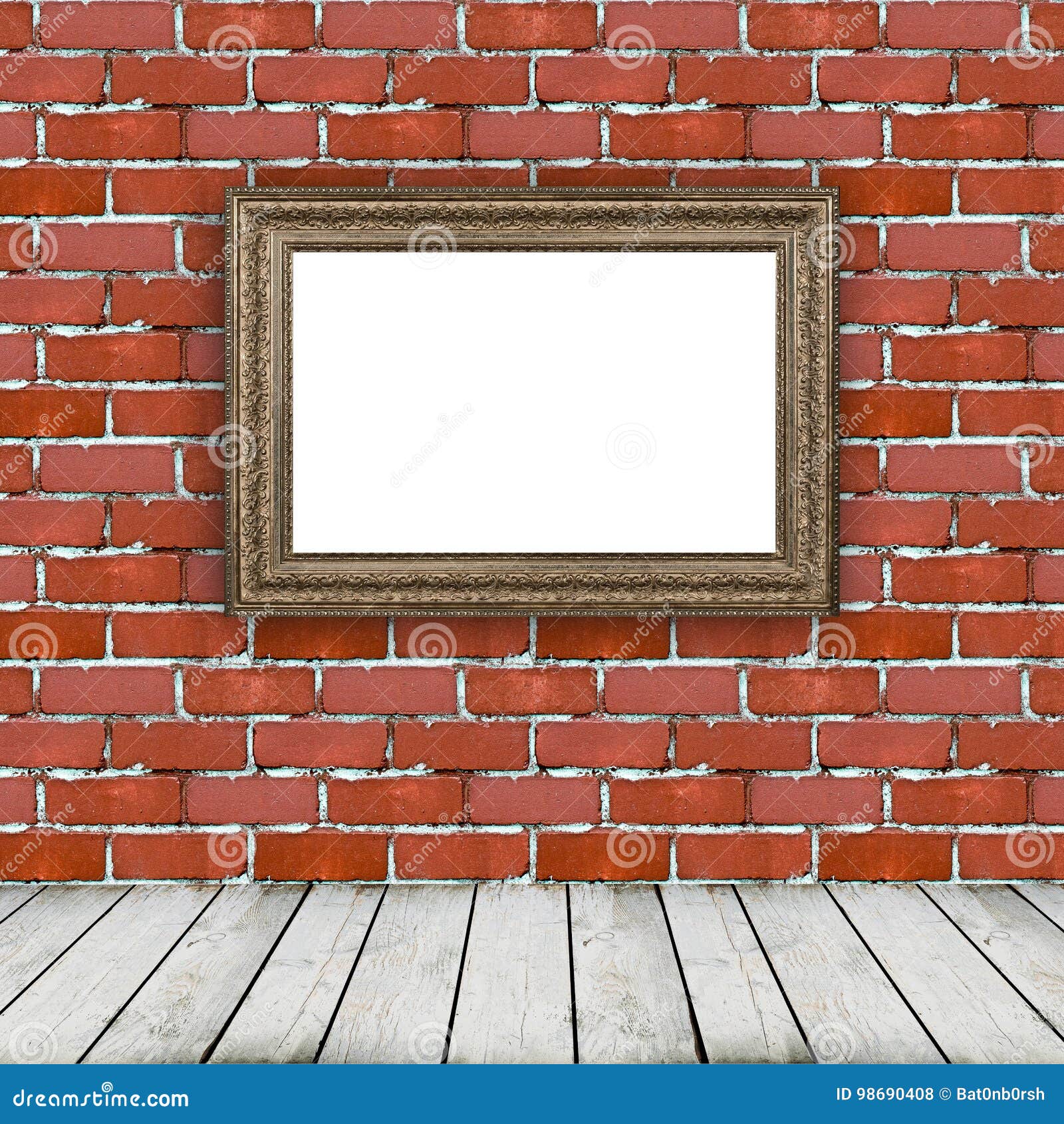 Vintage frame on the brick stock photo. Image of gallery - 98690408
