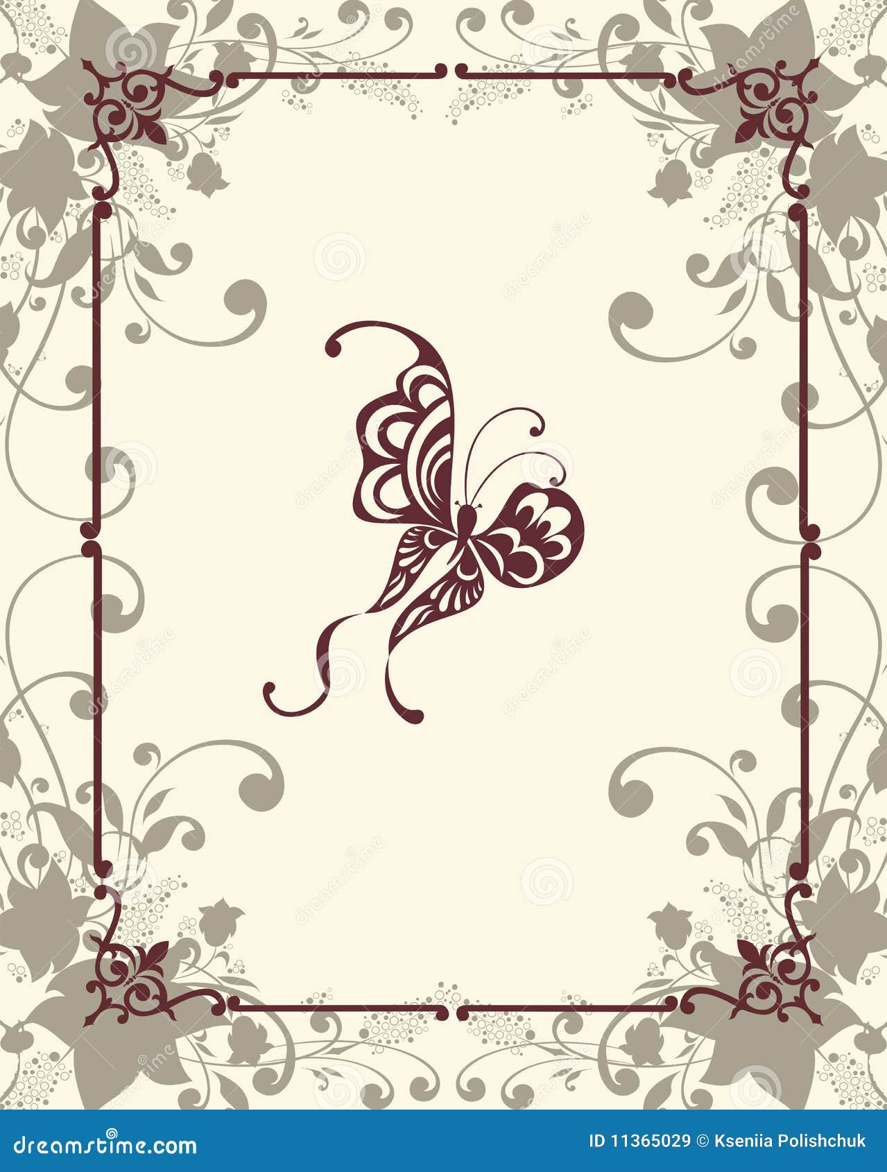 Vintage Frame with Butterfly Stock Vector - Illustration of decoration ...