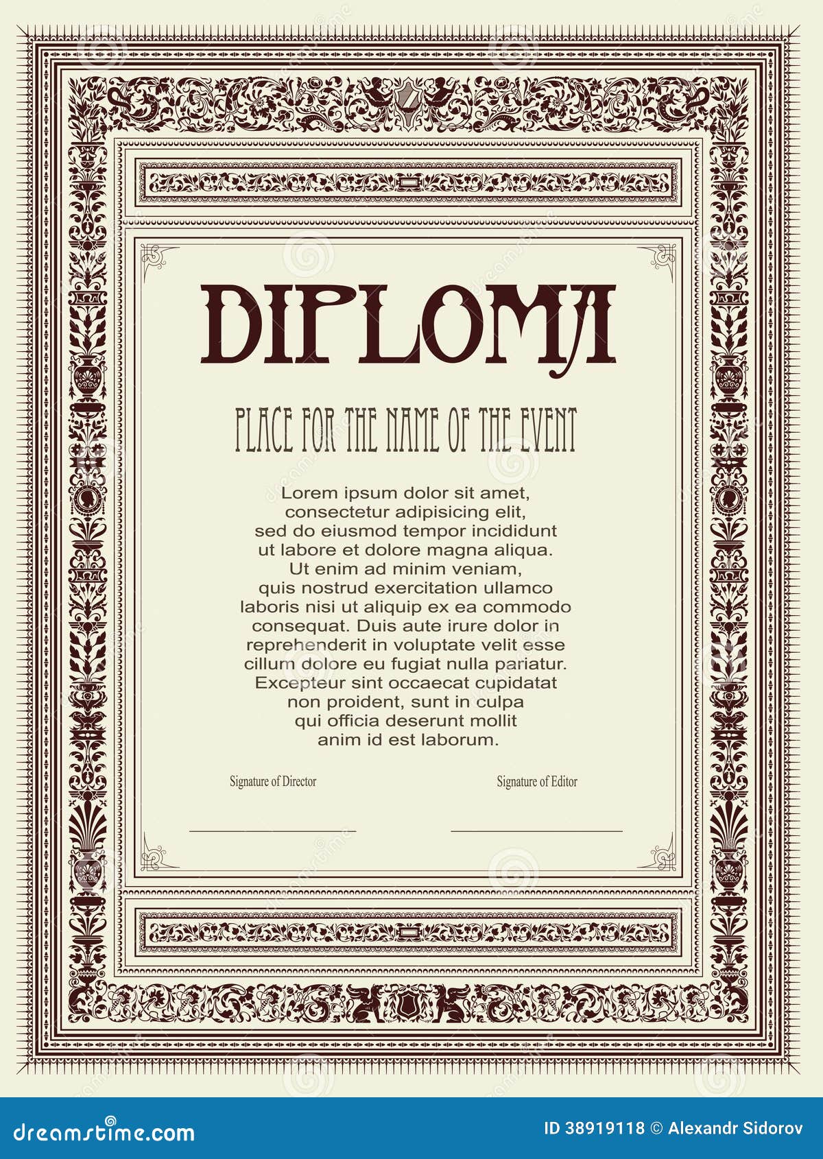 Vintage Frame, Certificate or Diploma Template Stock Vector ...