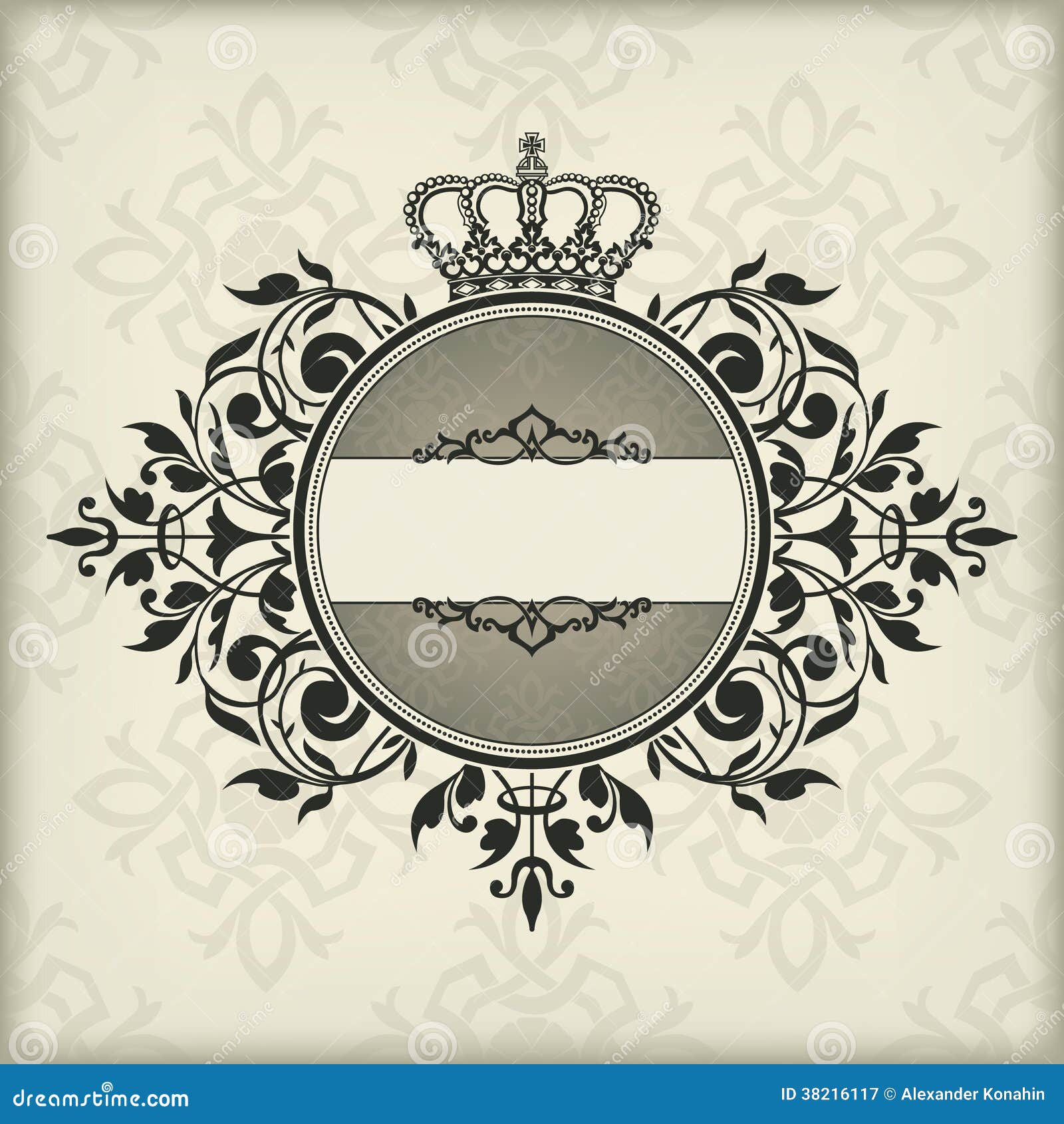Vintage frame with crown stock vector. Illustration of leafy - 38216117