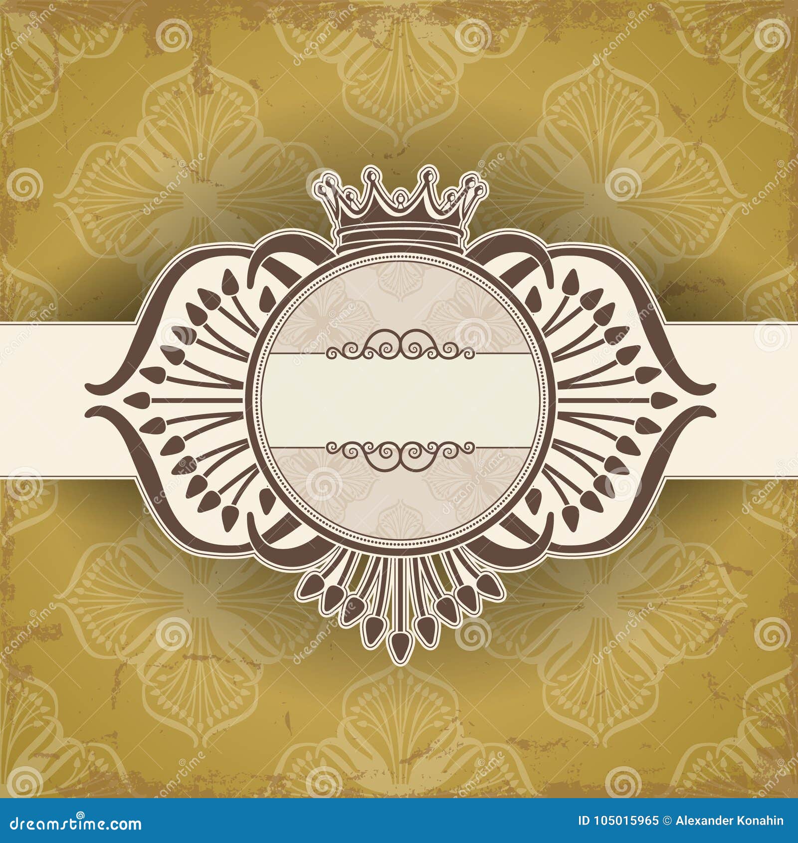 Vintage frame with crown stock vector. Illustration of template - 105015965