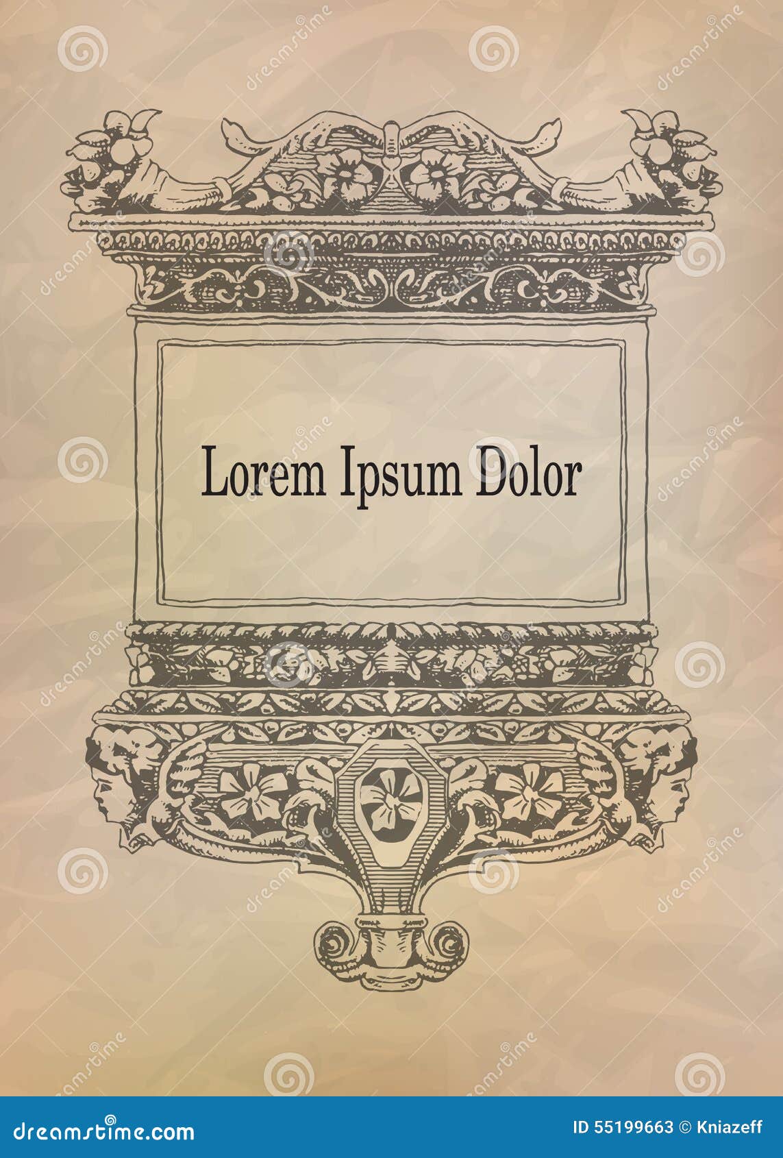 Vintage Frame on Crumpled Ancient Paper Stock Vector - Illustration of ...