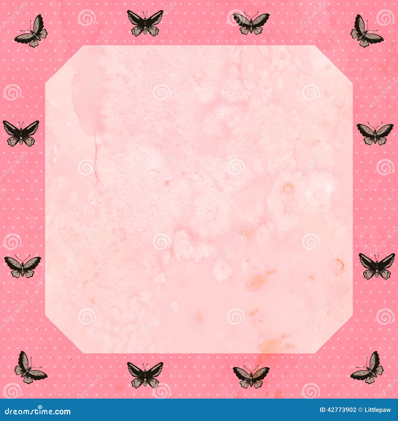 Vintage Frame with Cute Butterflies Stock Vector - Illustration of ...