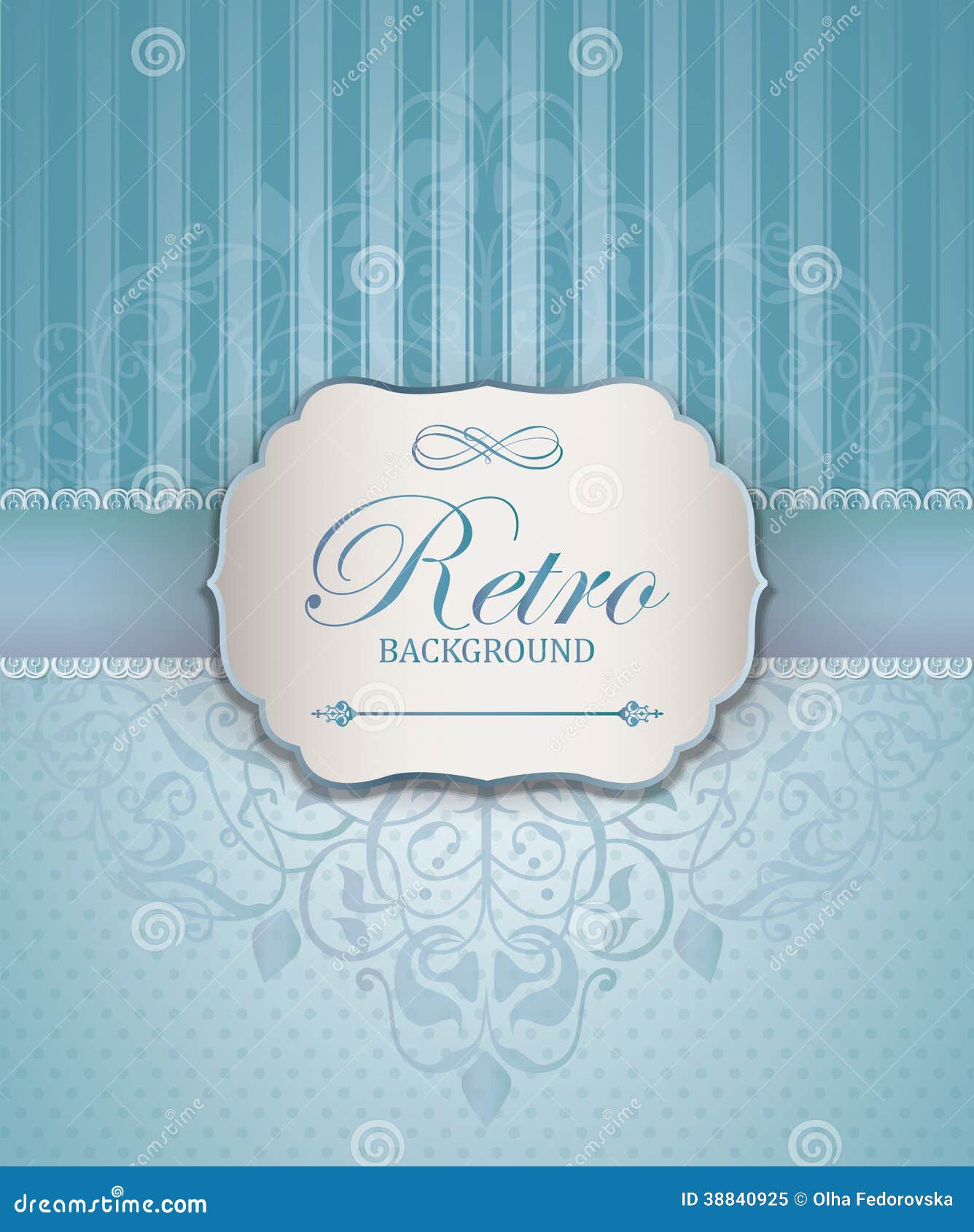 Retro Invitation Frame Damask Pattern Background Stock Illustrations ...