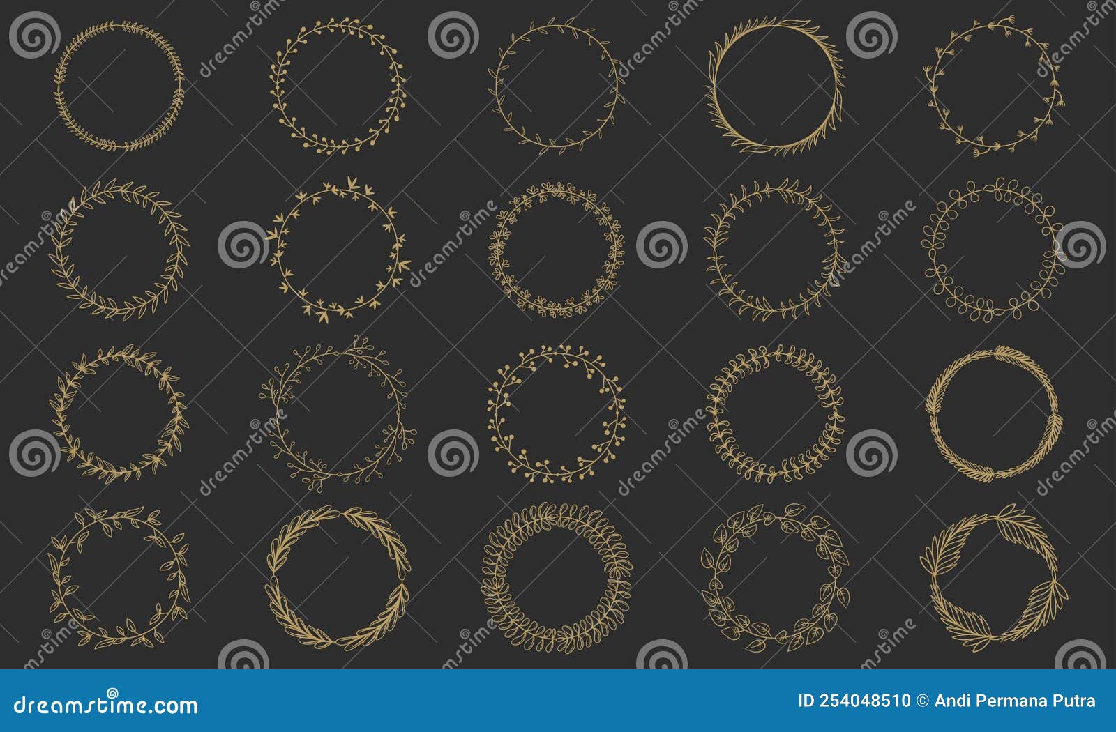 Vintage Frame Elements Decoration Circle Collection Vector Illustration ...