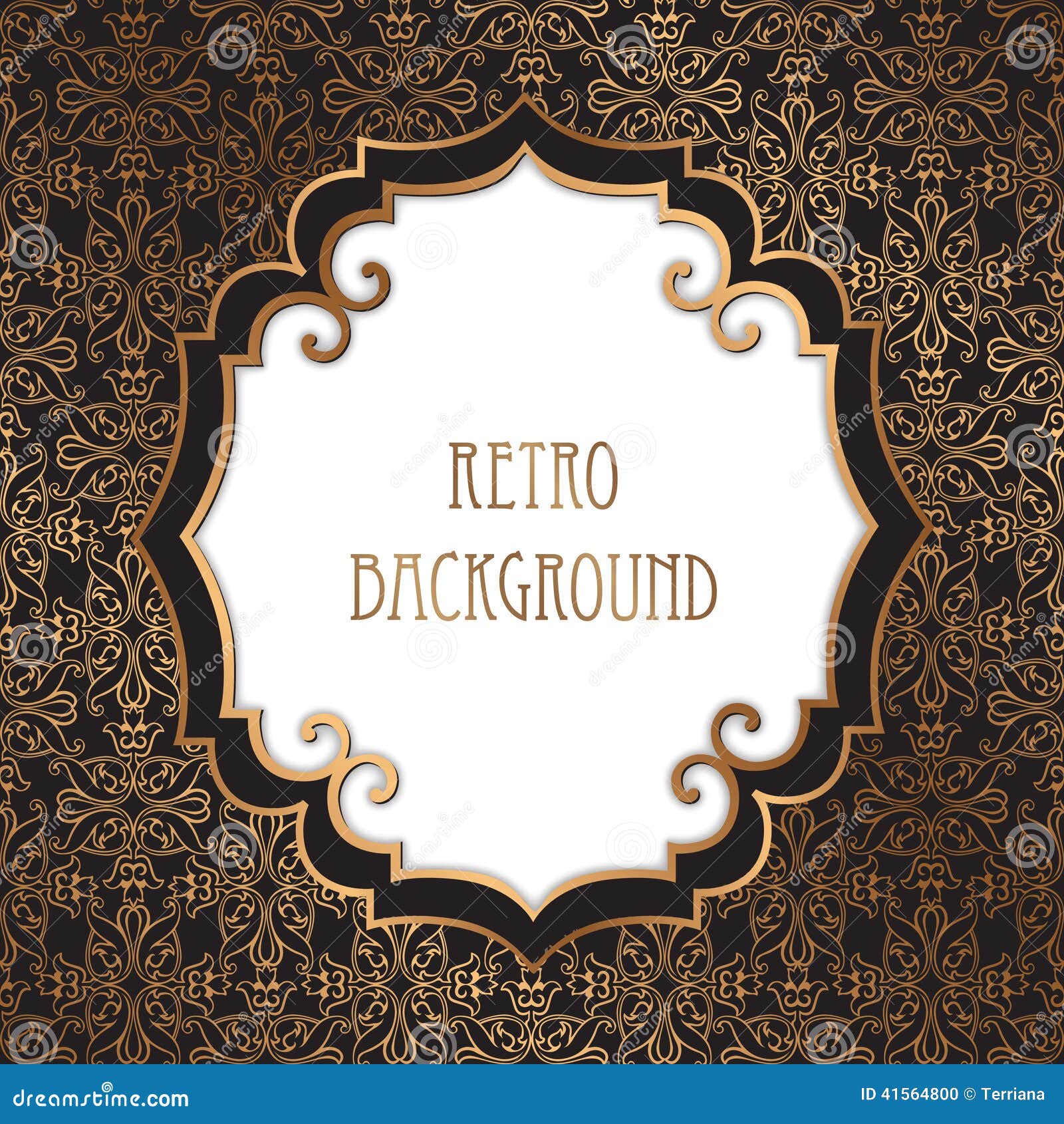 Vintage Frame. Festive Brocade Retro Background. Editable. Seamless ...
