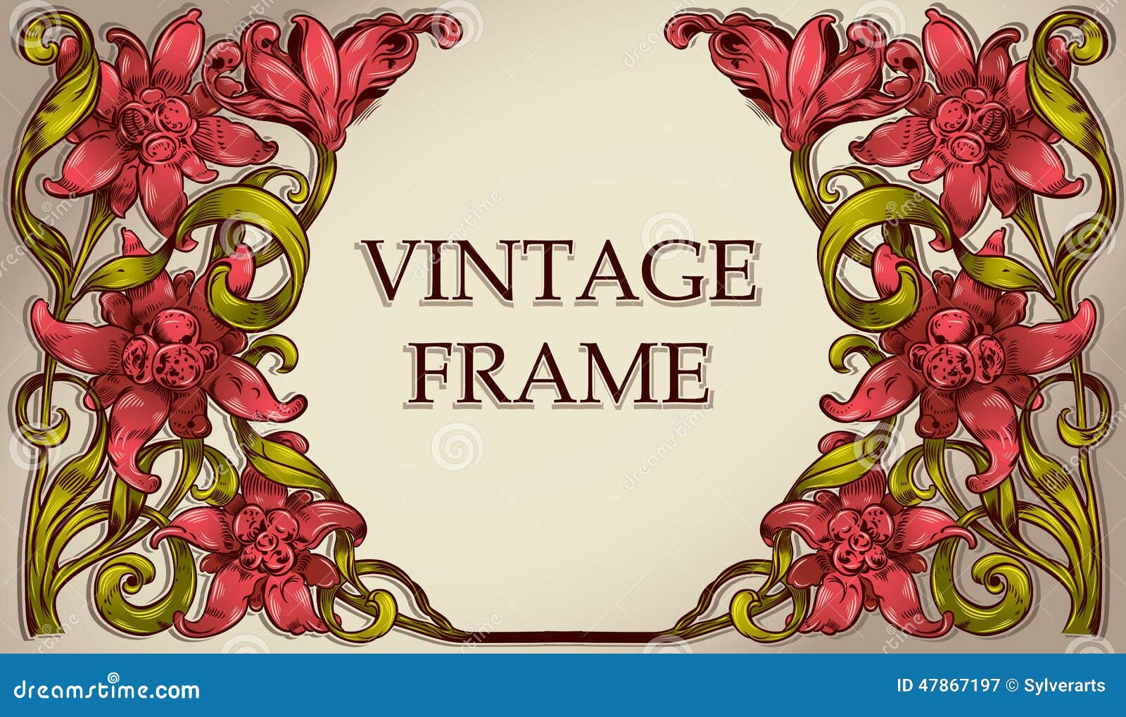 Vintage Frame with Flowers. Stock Vector - Illustration of flower ...