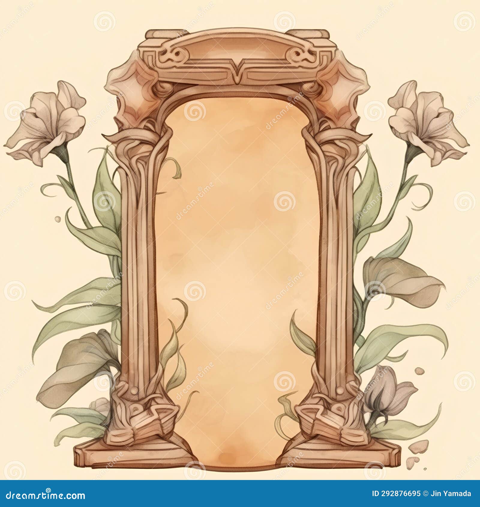 Vintage Frame with Flowers, Leaves and Plants. Vector Illustration ...