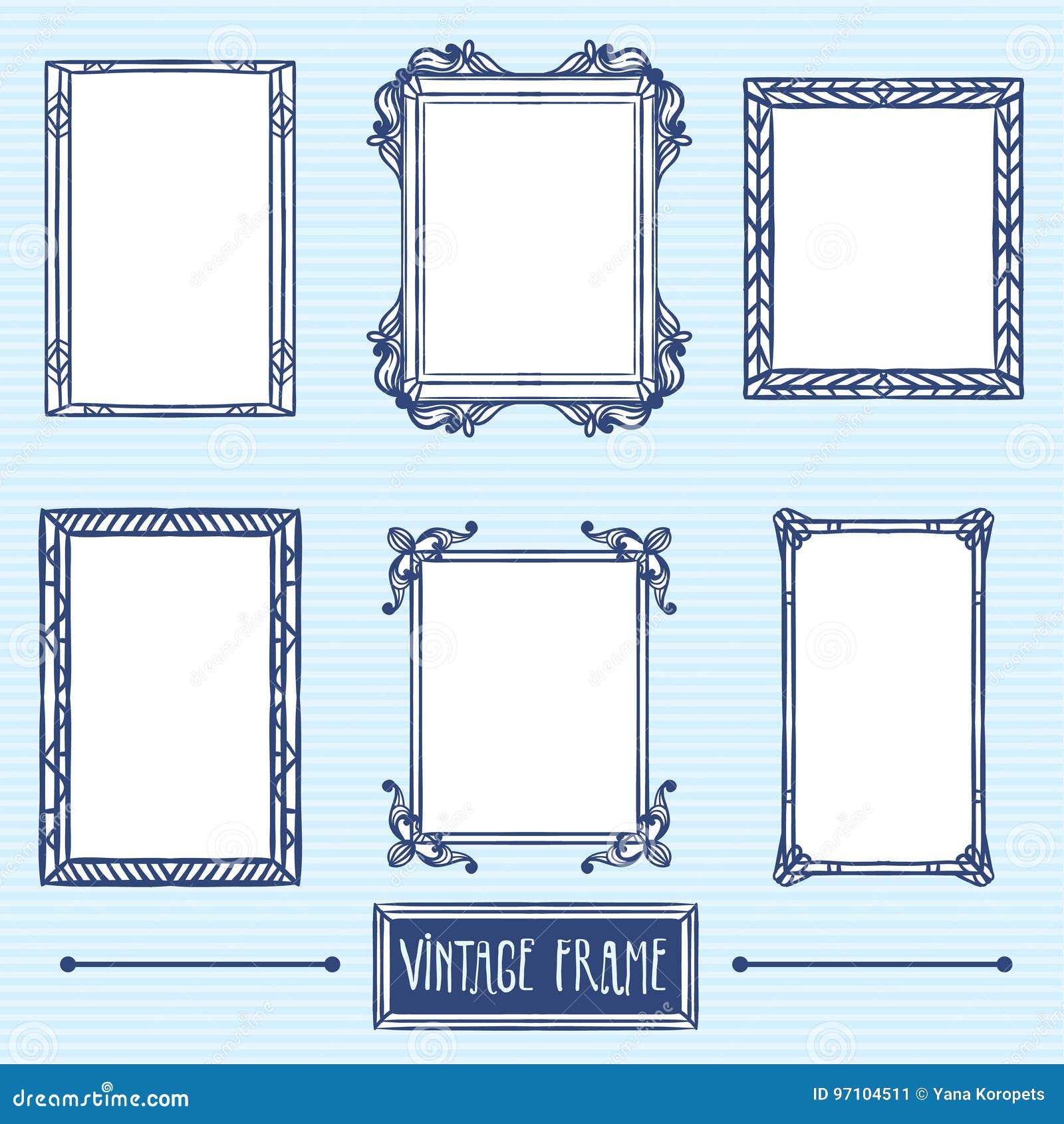 Vintage Frame. Hand Drawing. Elements Stock Vector - Illustration of ...