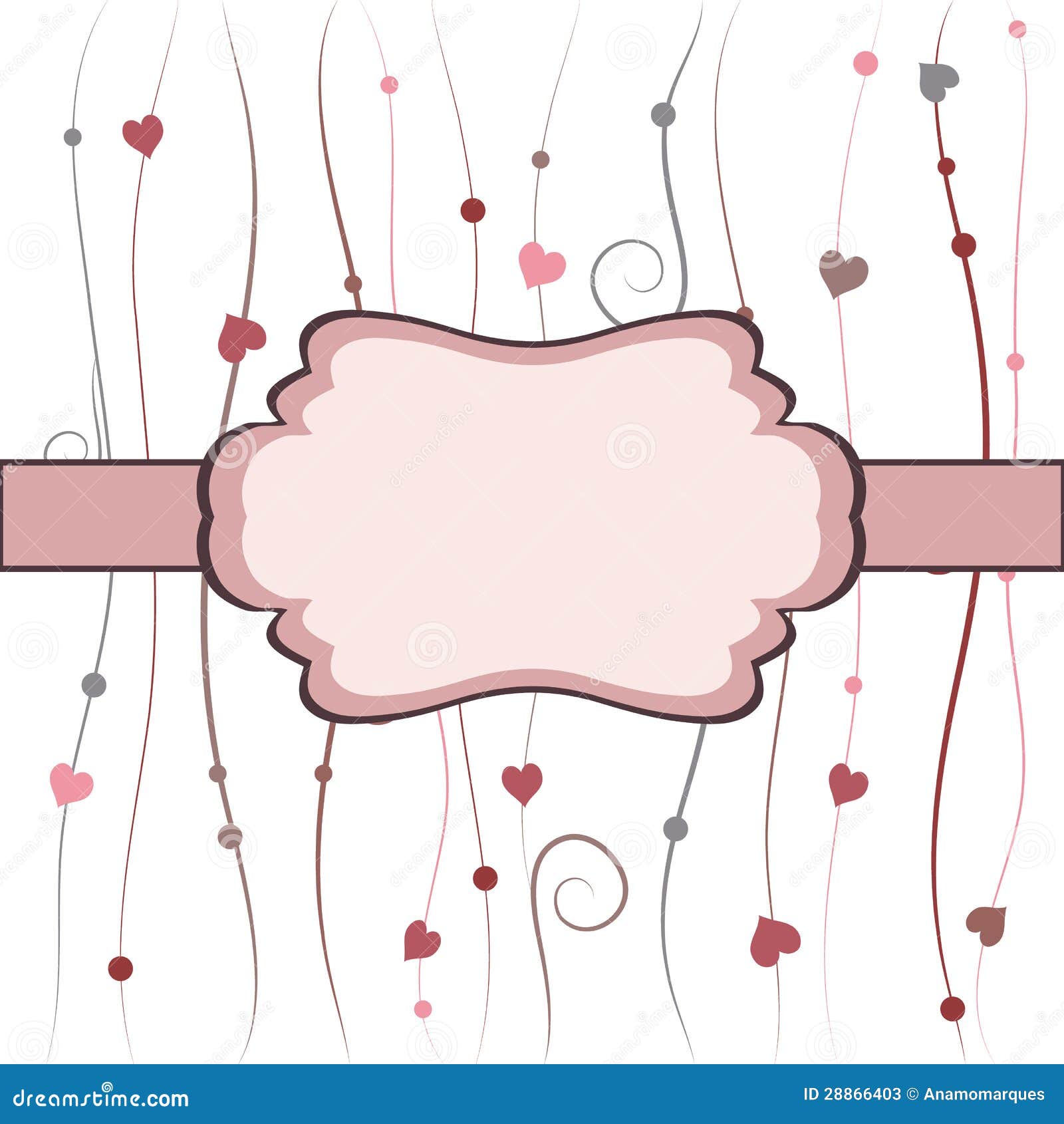 Vintage frame with hearts stock illustration. Illustration of template ...