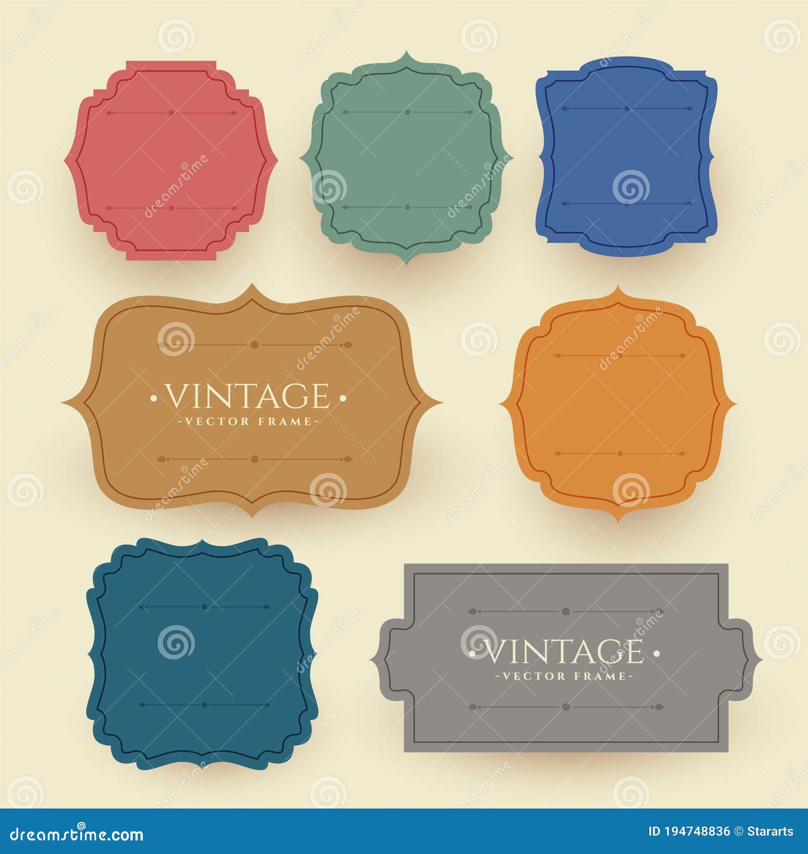 Vintage Frame Labels Set in Retro Colors Stock Vector - Illustration of ...