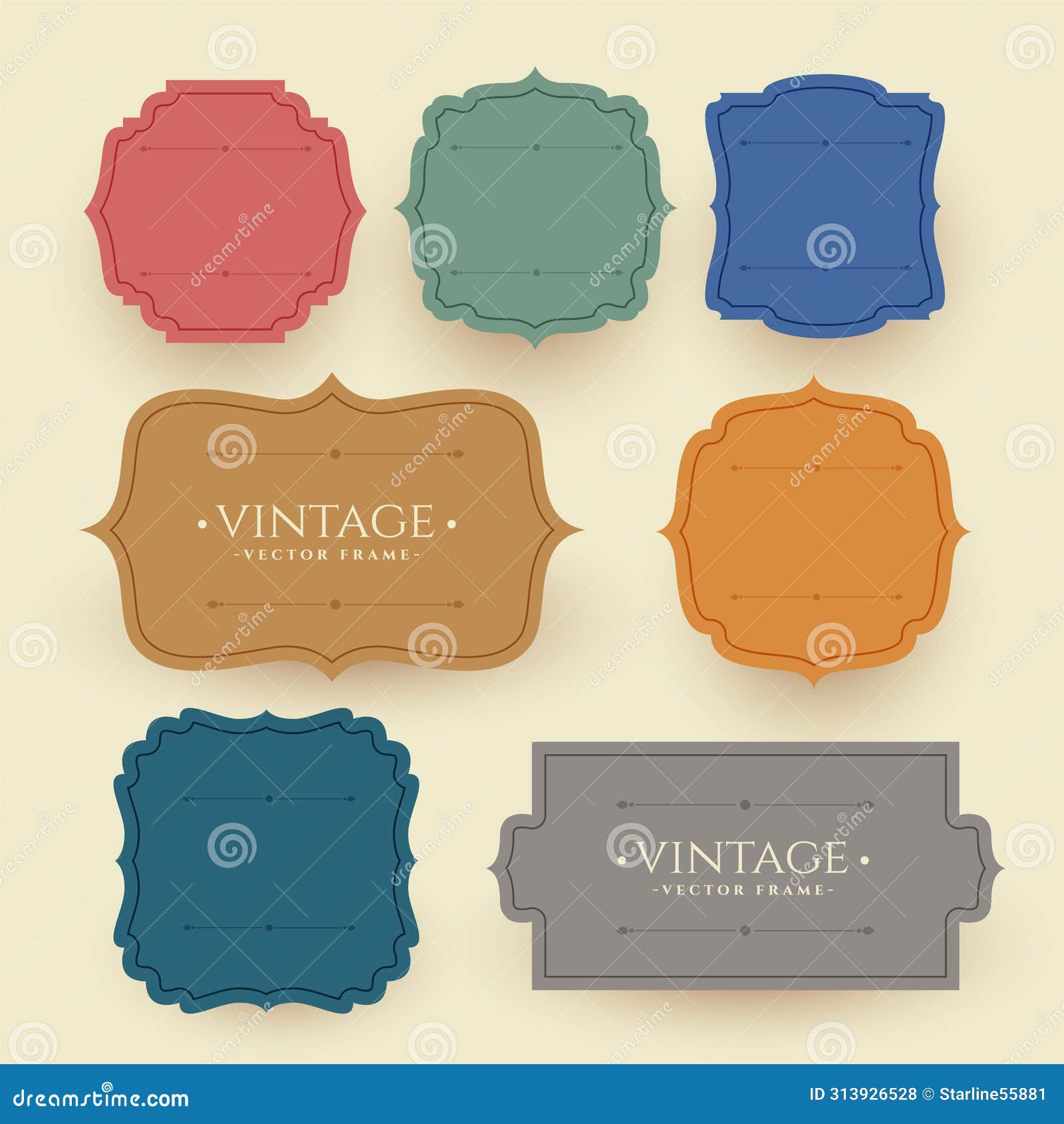 Vintage Frame Labels Set in Retro Colors Stock Vector - Illustration of ...