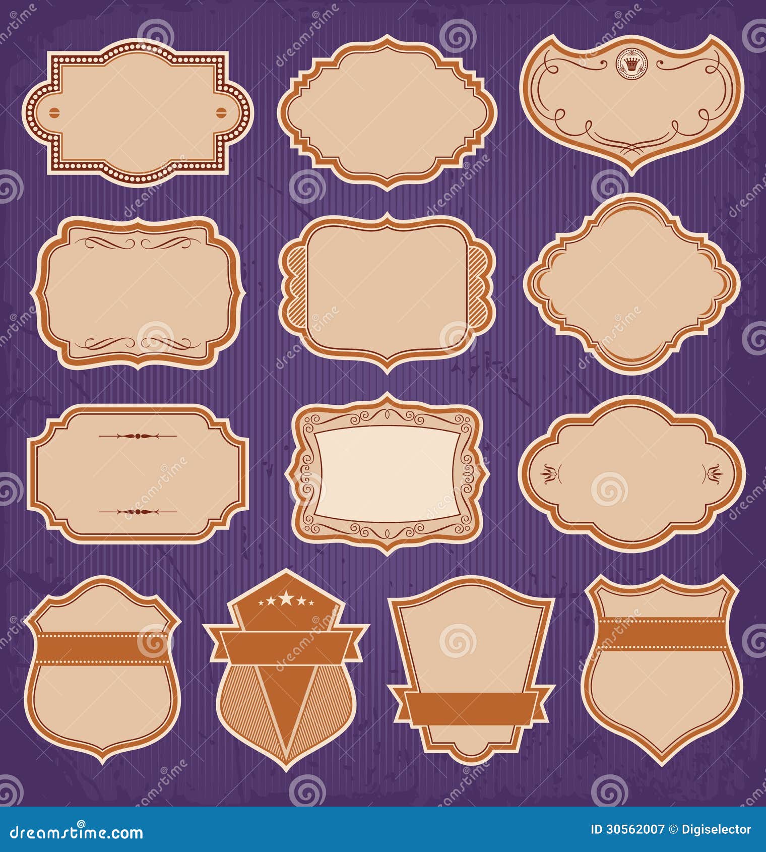 Vintage Frame Labels Set Vector Stock Vector - Illustration of document ...
