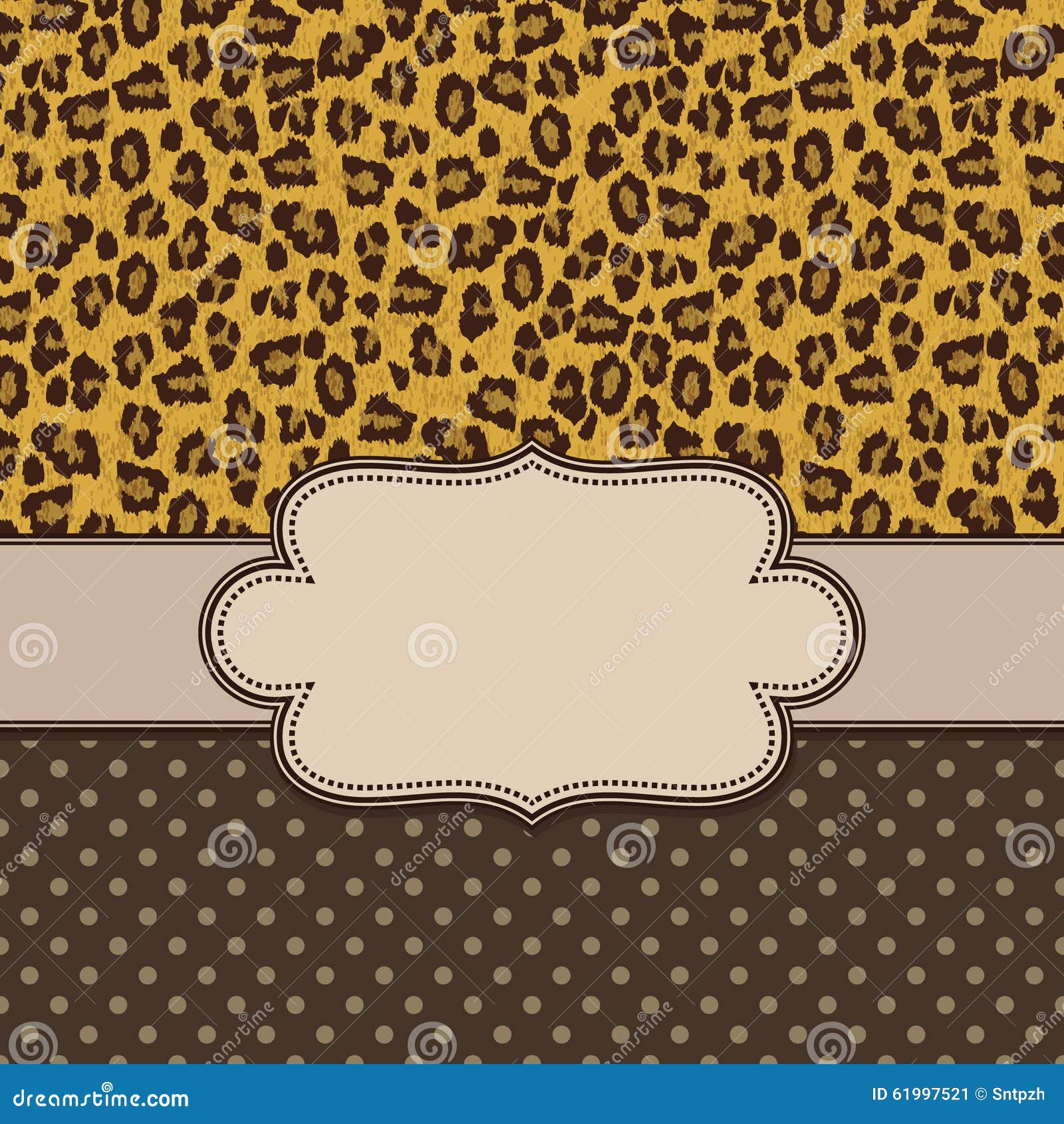 Vintage Frame With Leopard Texture Cartoon Vector | CartoonDealer.com ...