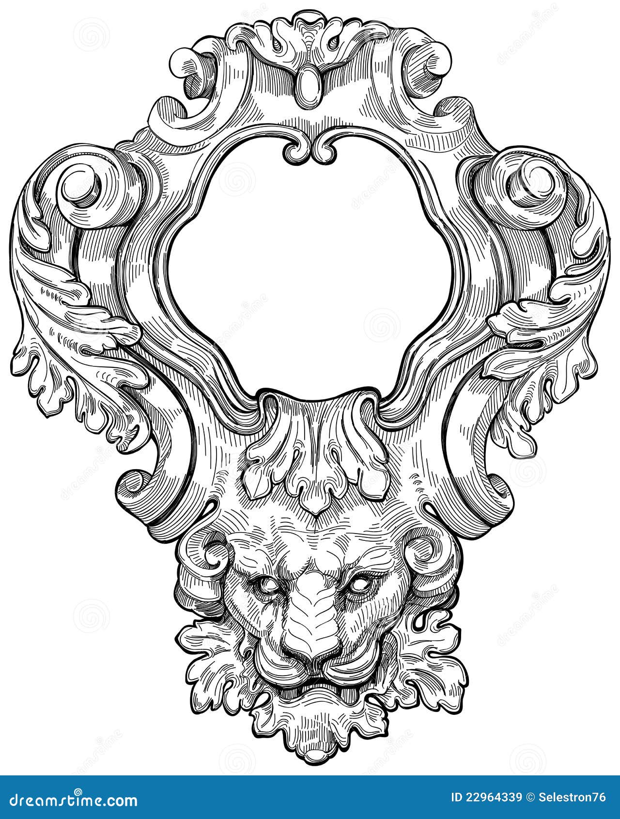 Frame. Lion And Lioness With A Rainbow Stock Illustration ...