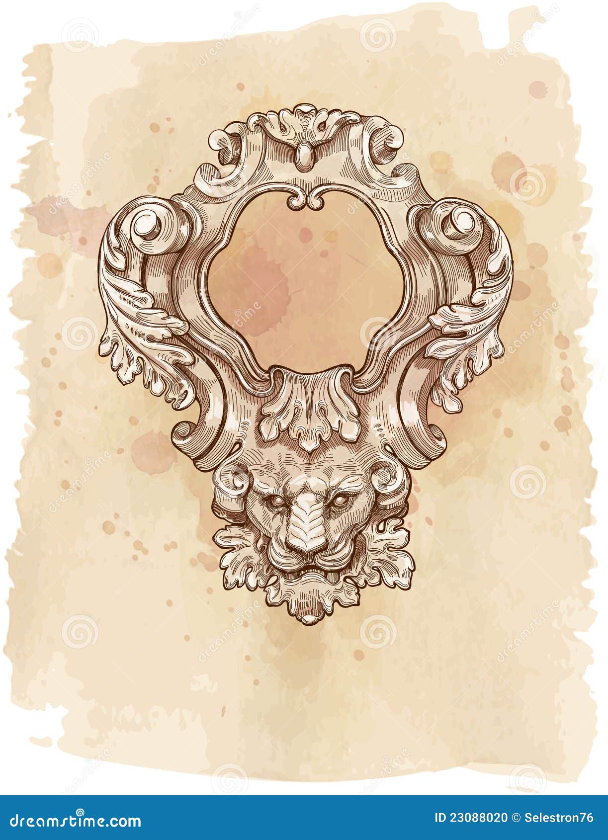 Vintage Frame & Lion Head Stock Vector - Illustration of deco, antique ...
