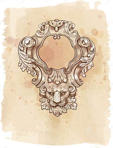 Vintage Frame & Lion Head Stock Vector - Illustration of deco, antique ...