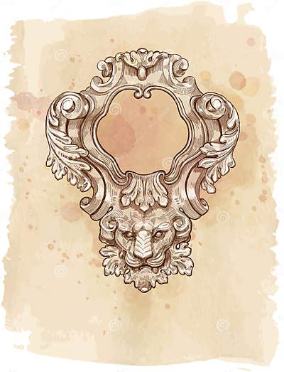 Vintage Frame & Lion Head Stock Vector - Illustration of deco, antique ...