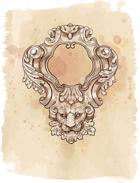 Vintage Frame & Lion Head Stock Vector - Illustration of deco, antique ...