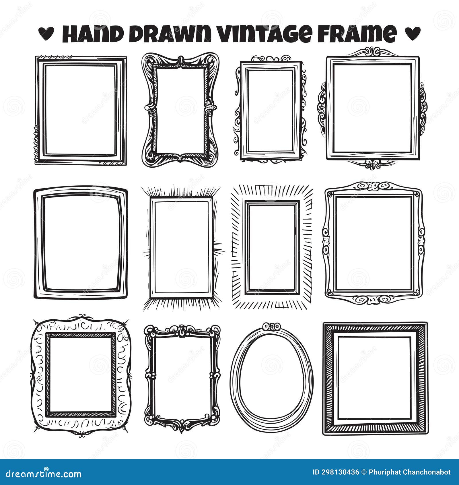 Vintage Frame Logo in Doodle Style Stock Vector - Illustration of ...
