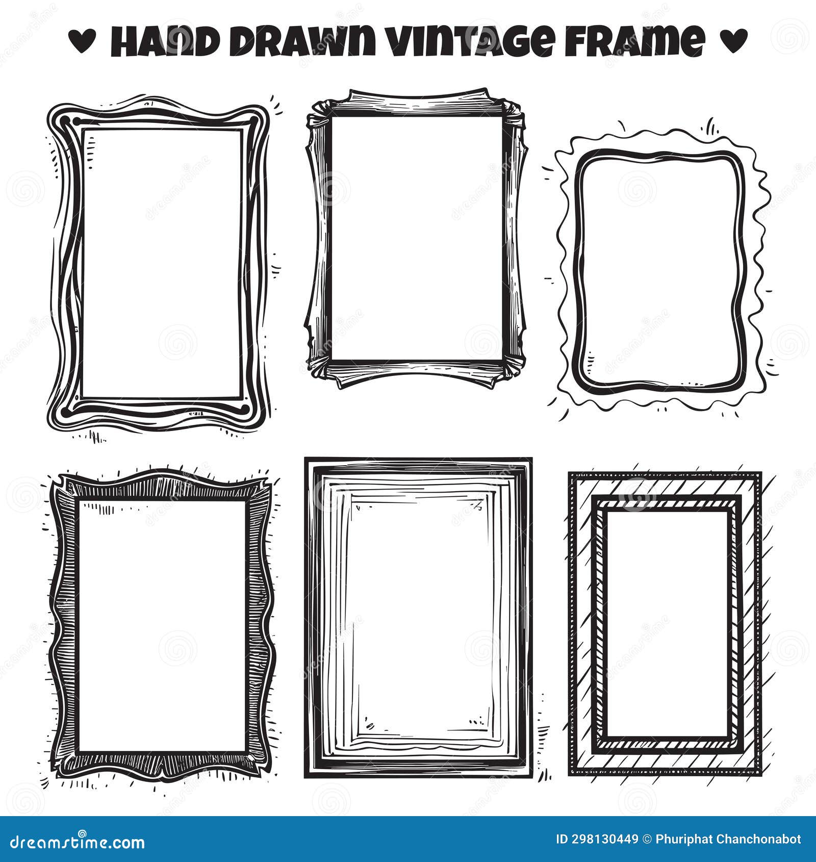 Vintage Frame Logo in Doodle Style Stock Vector - Illustration of ...