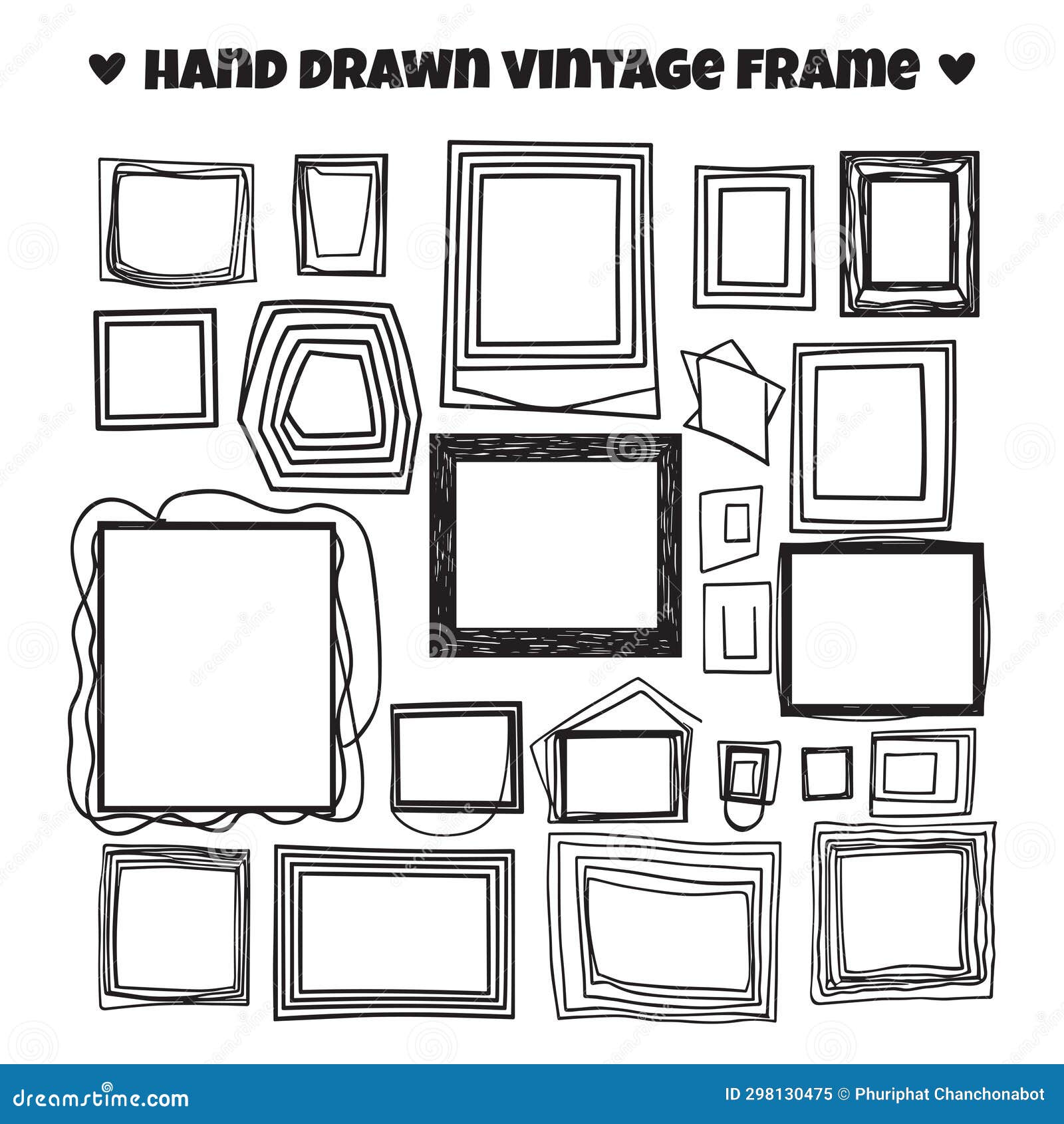Vintage Frame Logo in Doodle Style Stock Vector - Illustration of ...