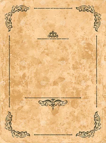 Vintage Frame on Old Paper Sheet Stock Vector - Illustration of brown ...