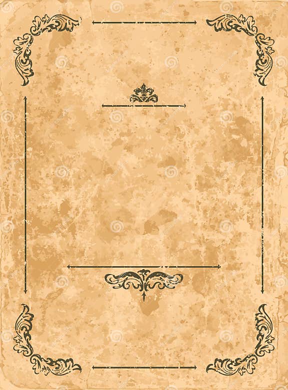 Vintage Frame on Old Paper Sheet Stock Vector - Illustration of brown ...