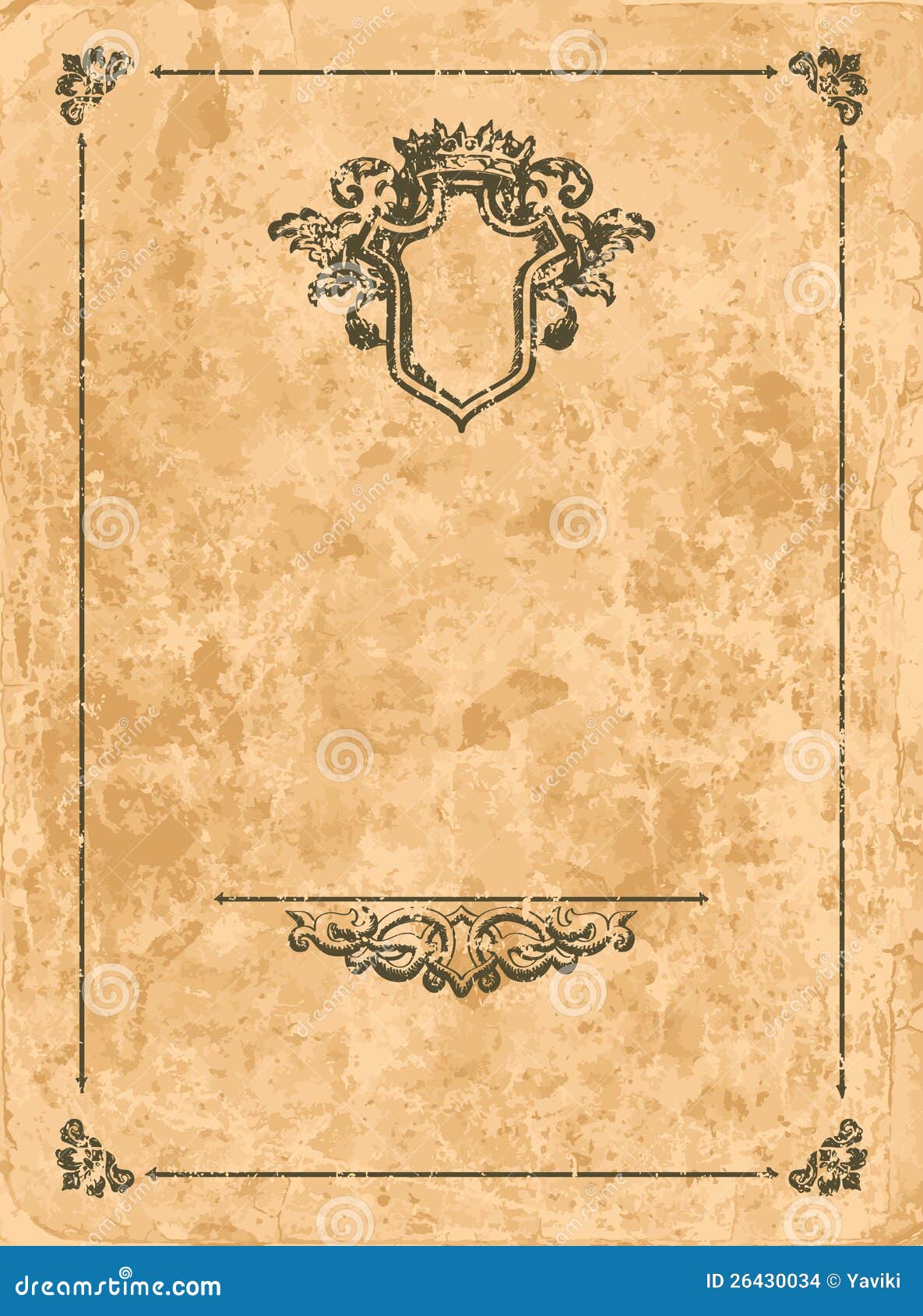 Vintage Frame on Old Paper Sheet Stock Vector - Illustration of ...