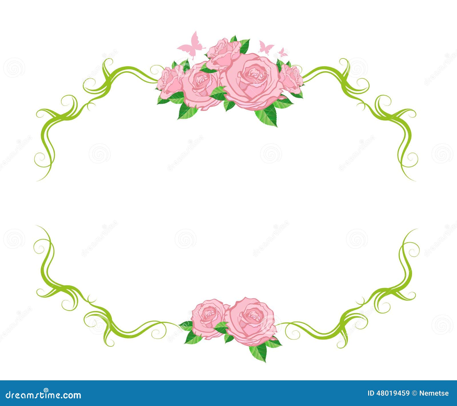 Vintage Frame with Pink Roses Stock Vector - Illustration of frame ...