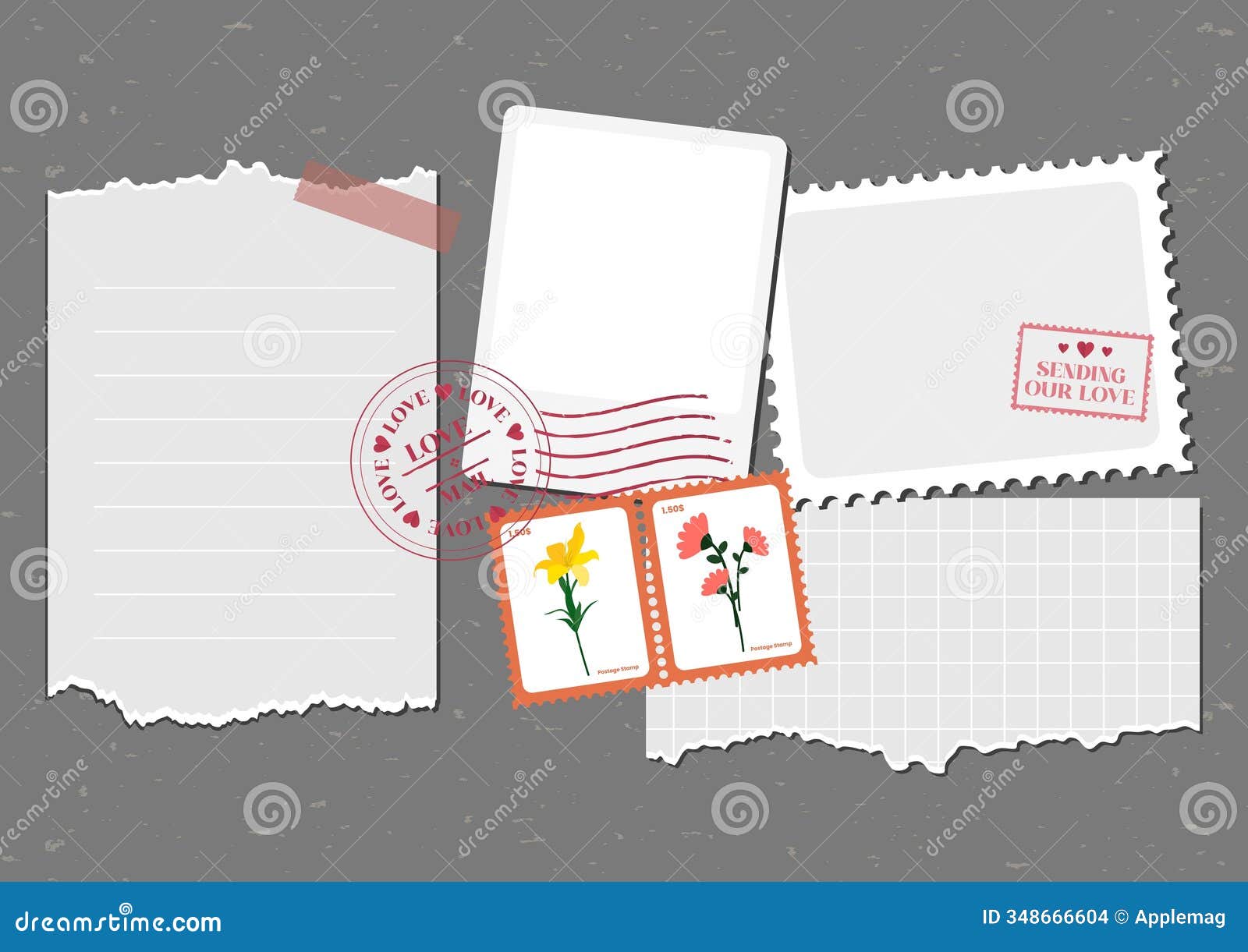 Set of White Torn or Ripped Paper Strip, Sticky Note and Damaged Cutout ...