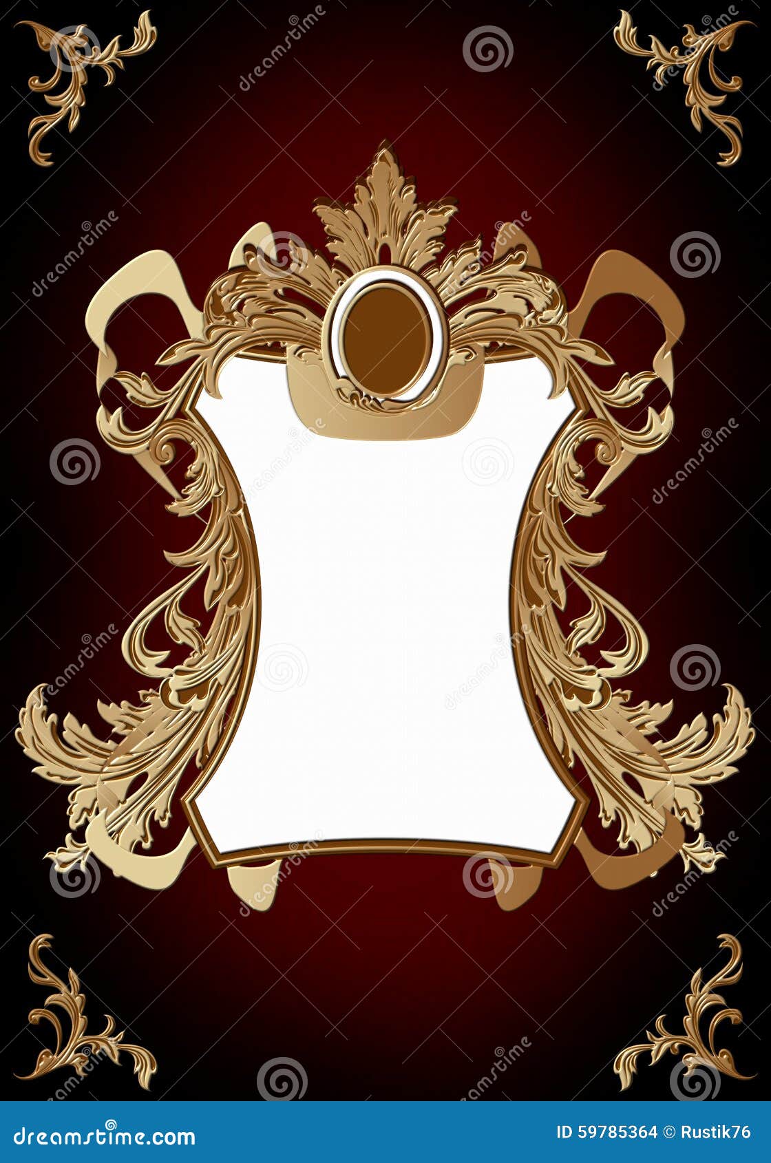 Rococo Style Border Frame Vector Illustration | CartoonDealer.com #3841274