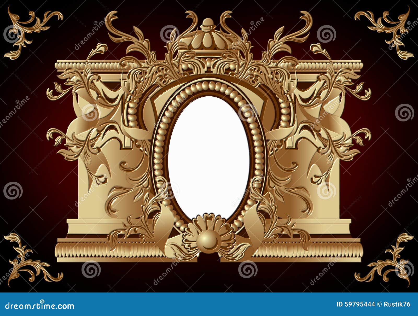 Vintage Frame in Rococo Style. Stock Illustration - Illustration of ...