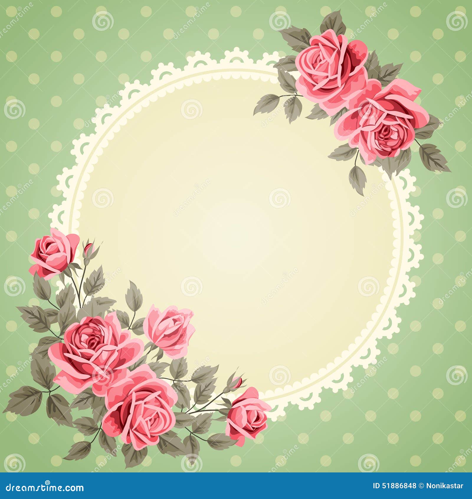 Vintage frame with roses stock vector. Illustration of invite - 51886848