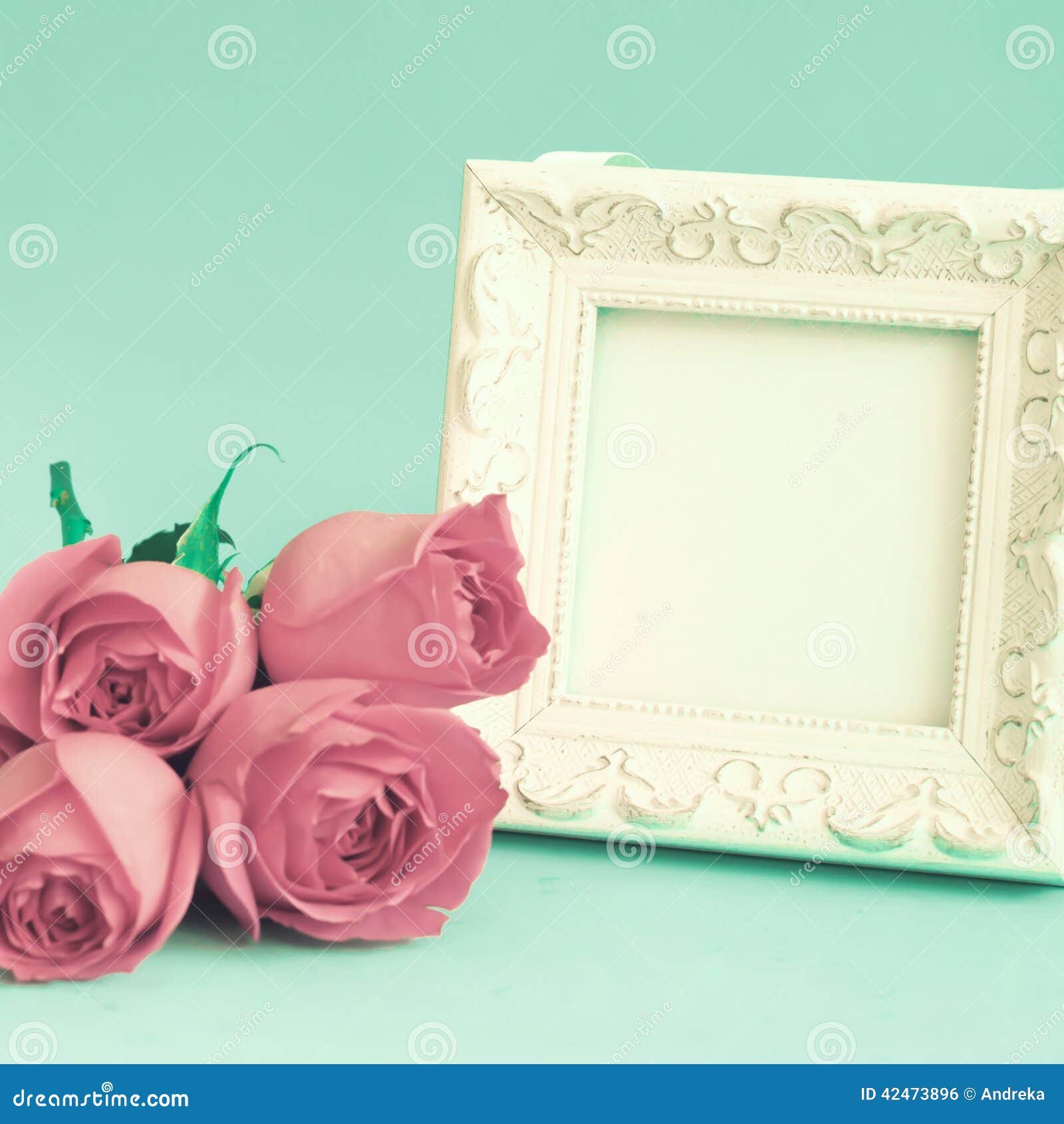 Vintage Frame and roses stock photo. Image of filter - 42473896