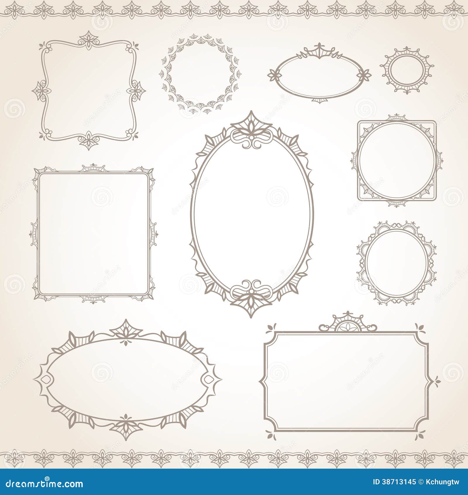 Vintage Frame Pattern Set 259 Ribbon Cross Flower Cartoon Vector ...
