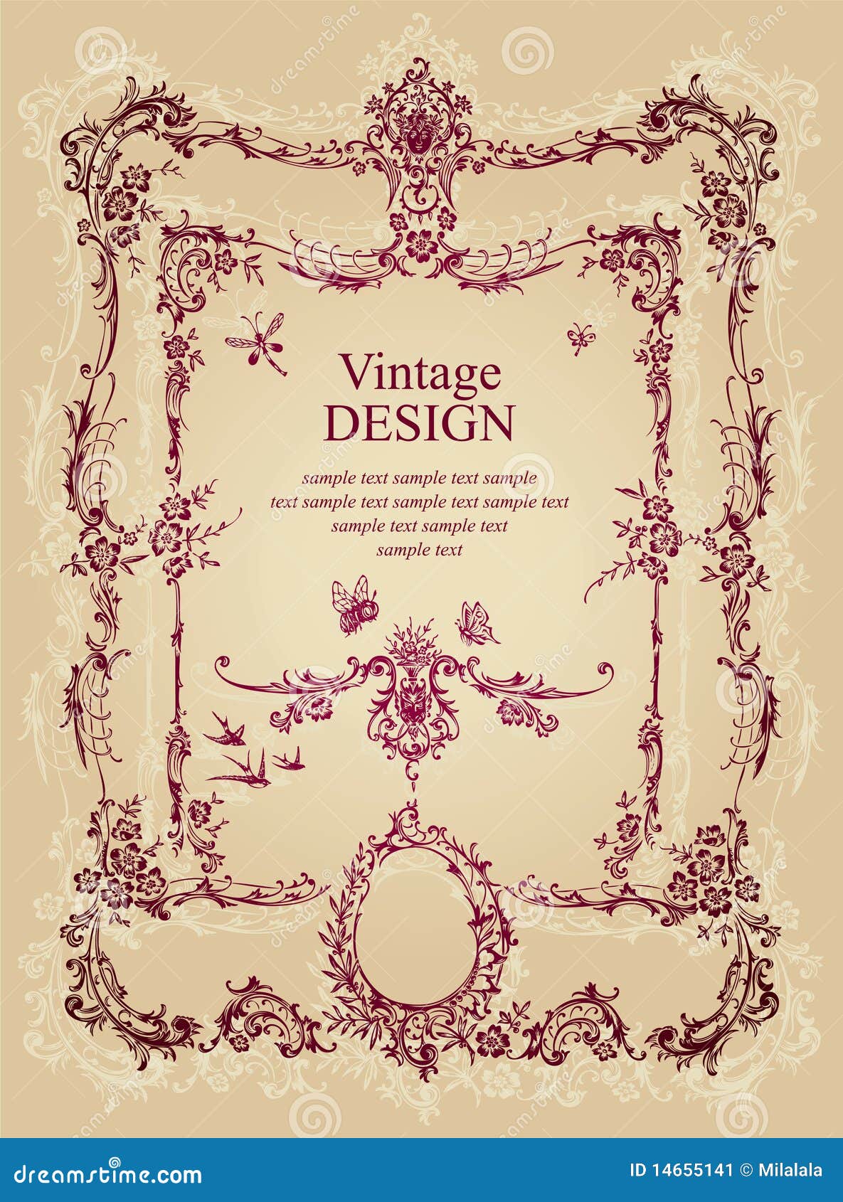 Vintage frame (vector) stock vector. Illustration of engraving - 14655141