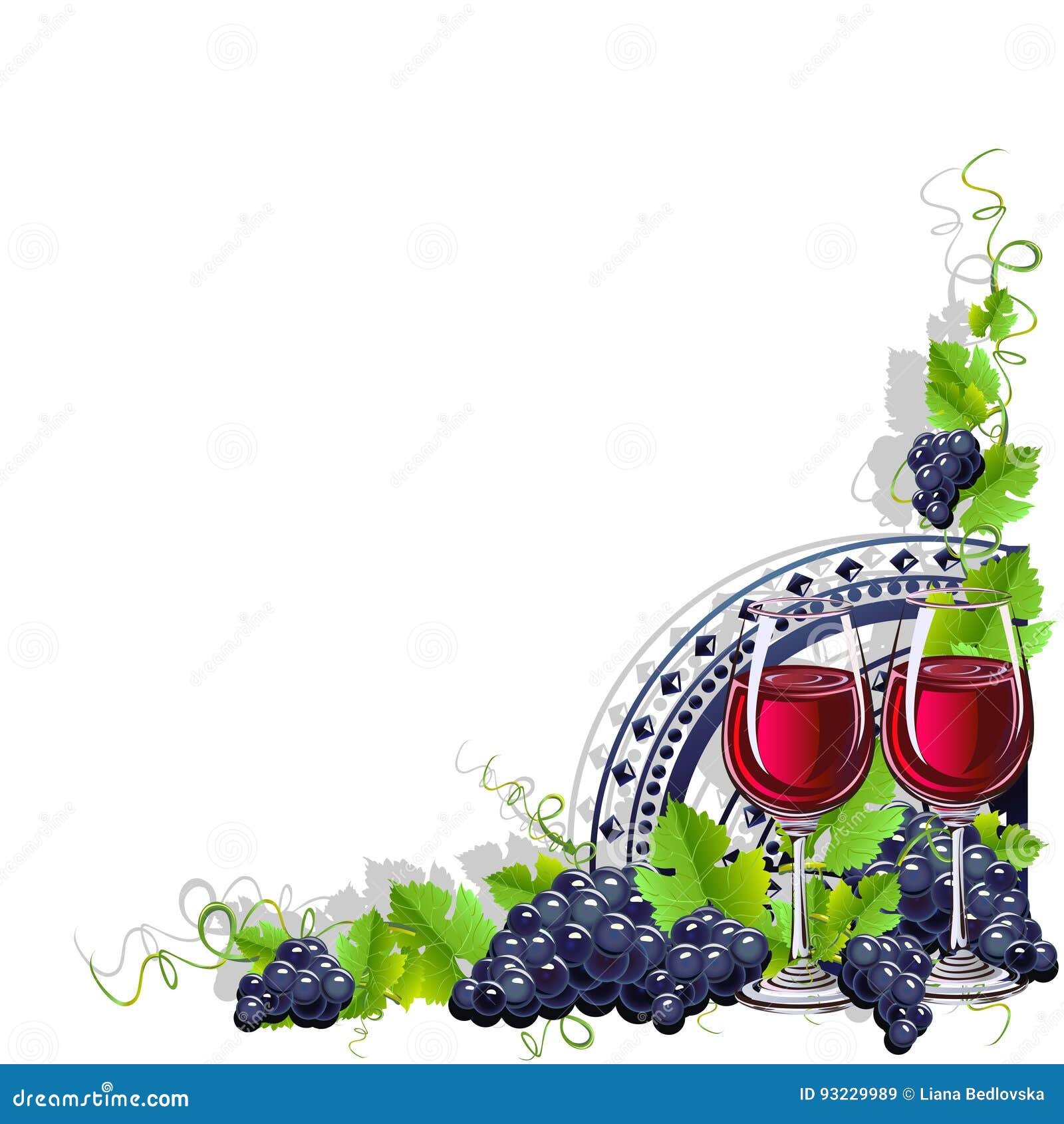 Vintage Frame with Wine and Grapes Stock Vector - Illustration of ...