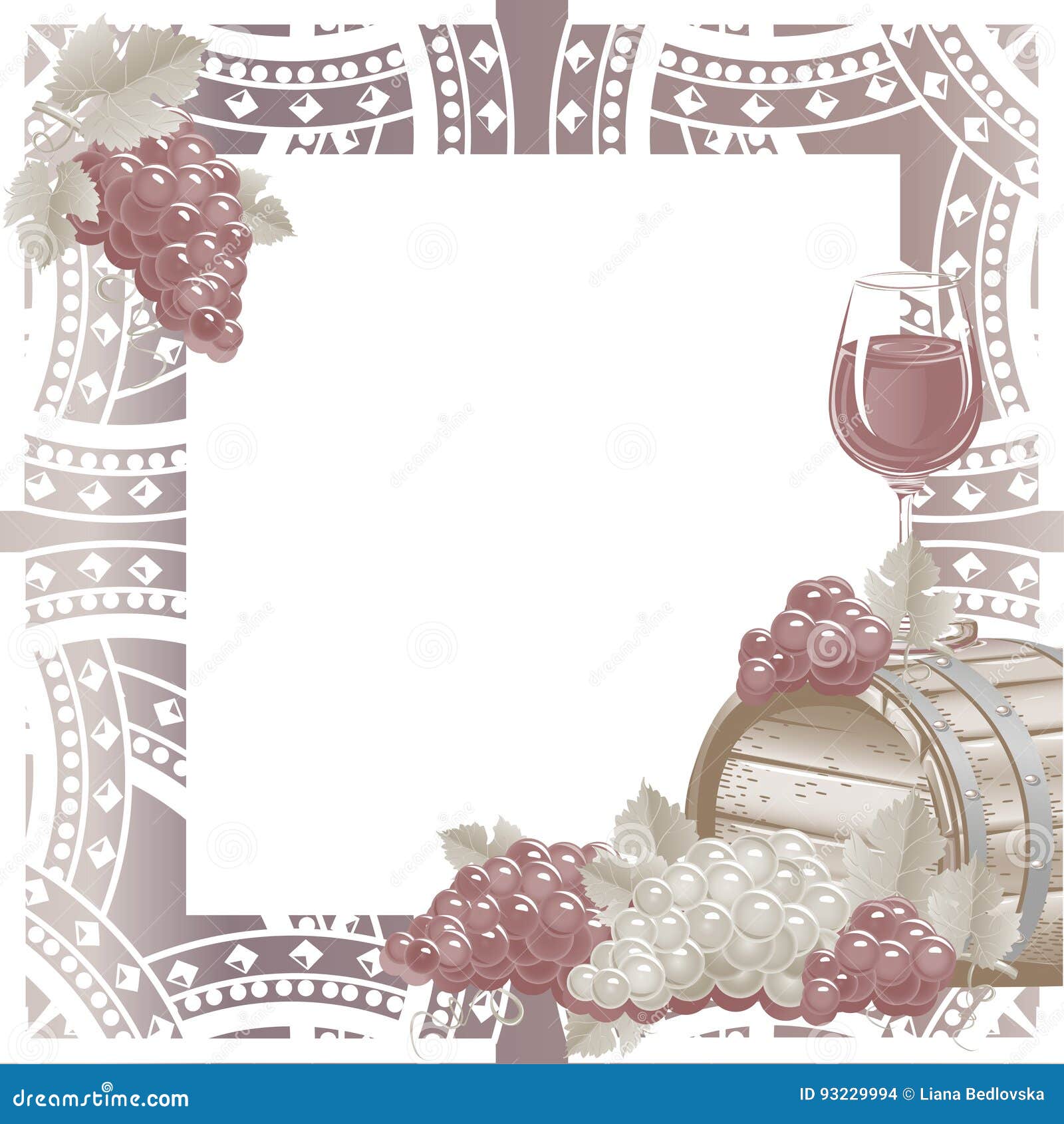 Vintage Frame with Wine and Grapes Stock Vector - Illustration of food ...